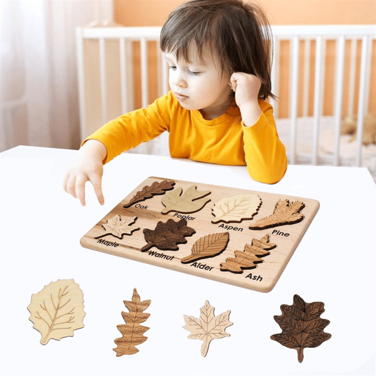 Tree Puzzle Wooden Leaf Puzzle Hand Scratch Board Jigsaw Early ...