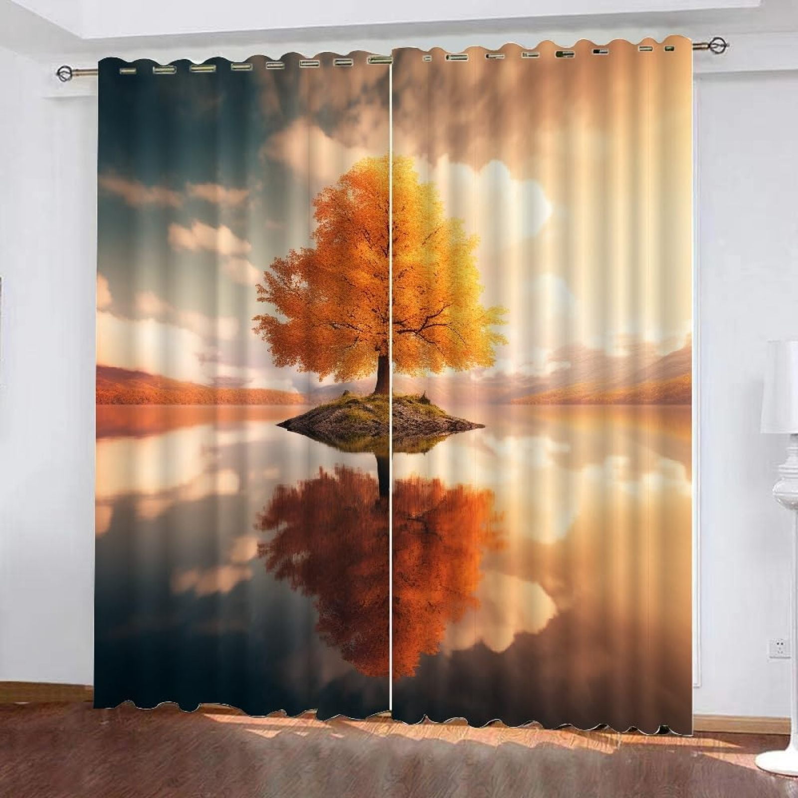 Tree Reflection Autumn Curtains For Living Room Boys Girls Bedroom ...