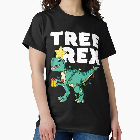 Tree Rex Dinosaur T Rex Xmas Lights Christmas Holiday Art Unisex T ...
