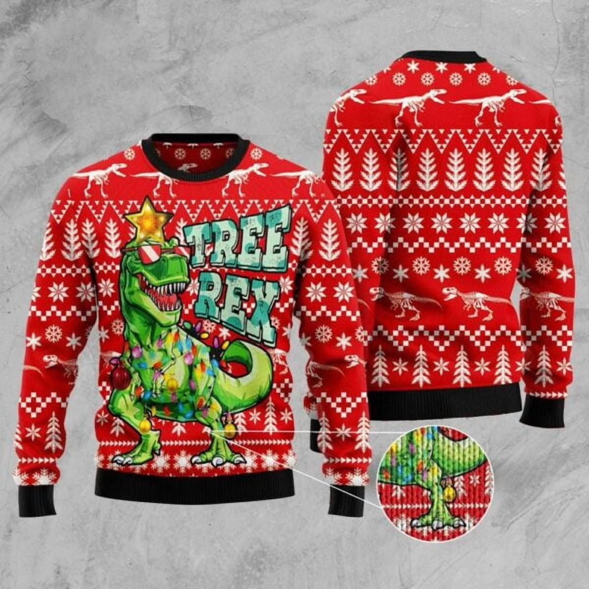 Tree Rex T-Rex Dinosaur 3D Christmas Sweater, Xmas Tree Sweater ...