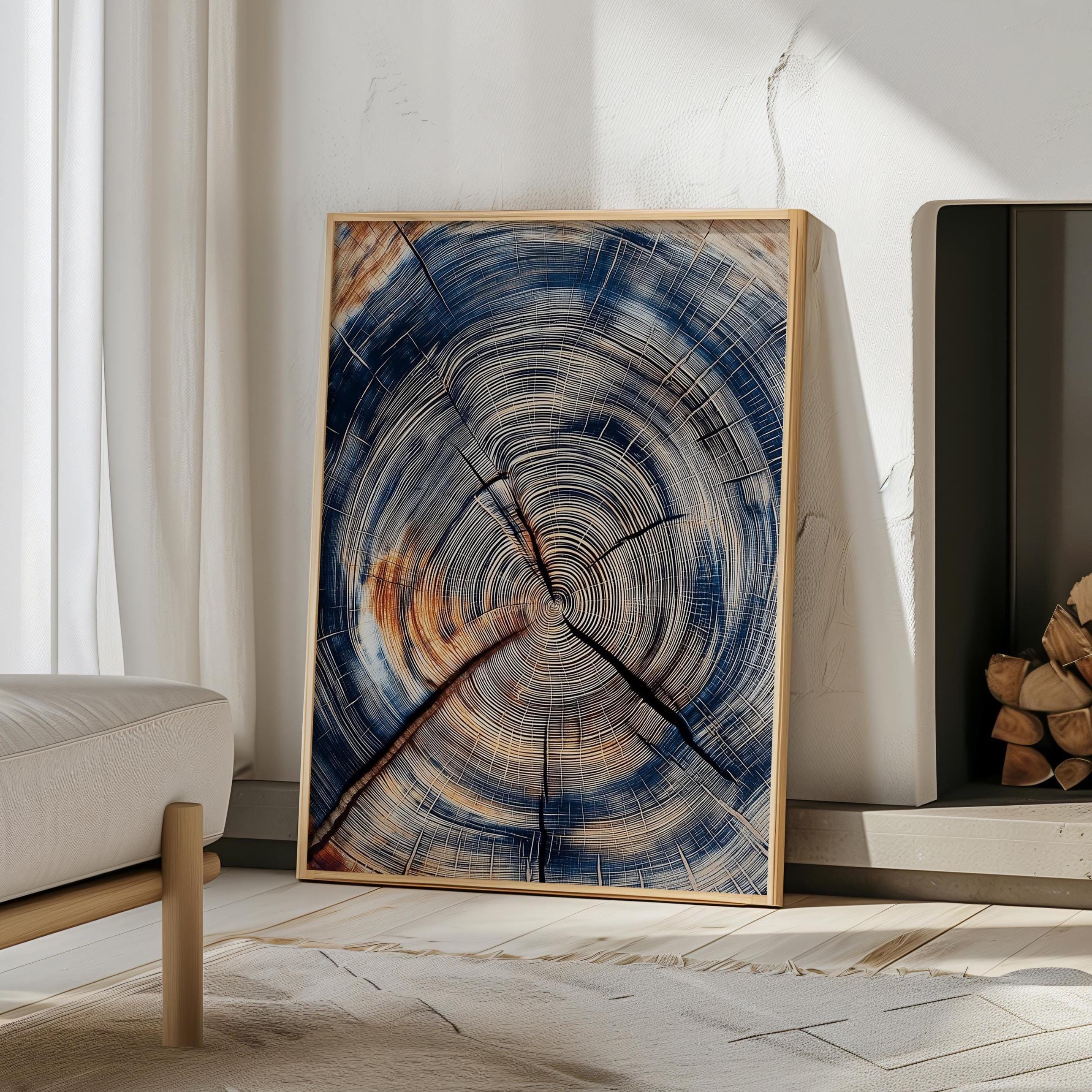 Tree Ring Wall Art, Abstract Nature Art, Minimalist Home Art, Woodblock ...