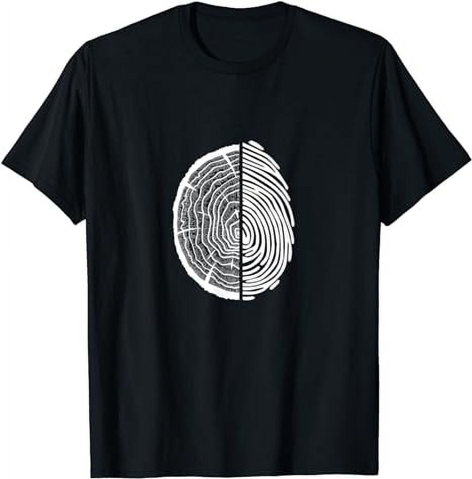 Tree Rings Finger Print Fingerprint Tree Print Outline T-Shirt ...