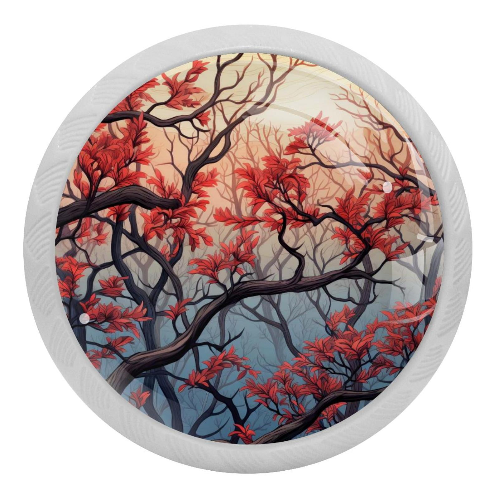 Tree Round Glow-in-the-Dark Door Knobs 4-Pack with Screws - Fluorescent Drawer Pulls for ...