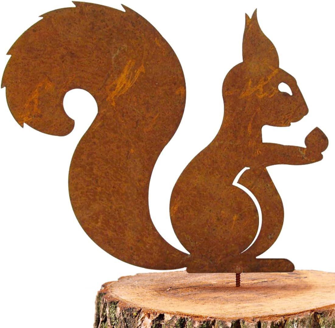 Tree Rust Squirrel, Sitting Squirrel Metal Garden Ornament, Natural ...