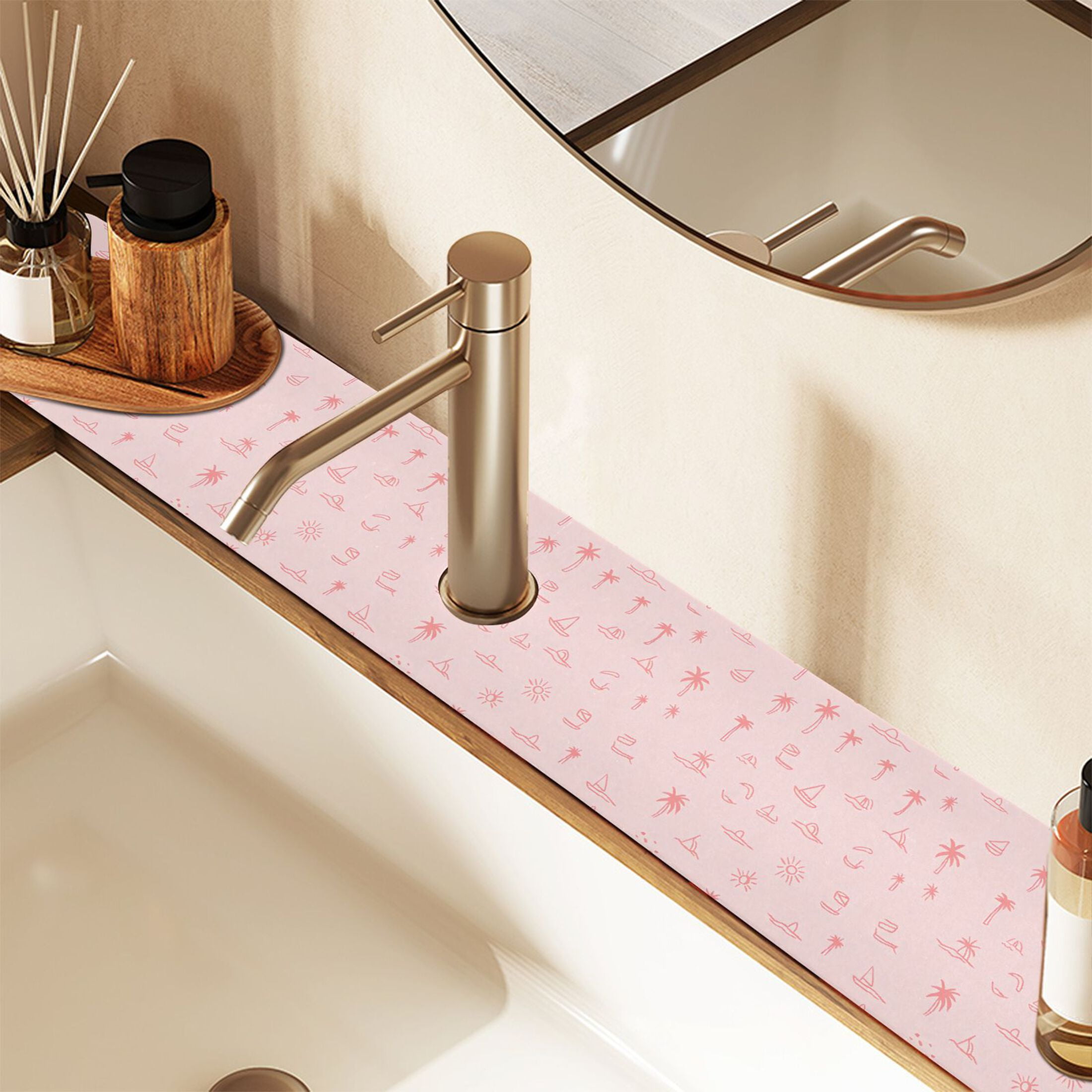 Tree Sailboat Sun Faucet Mat for Kitchen Sink 30'' Sink Splash Guard ...