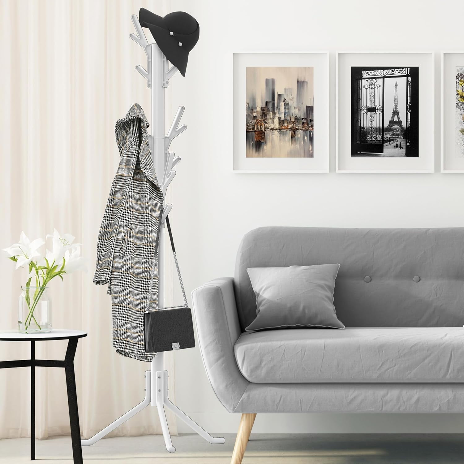 Tree-Shaped Coat Rack - Freestanding Hanger Organizer with 18 Hooks ...