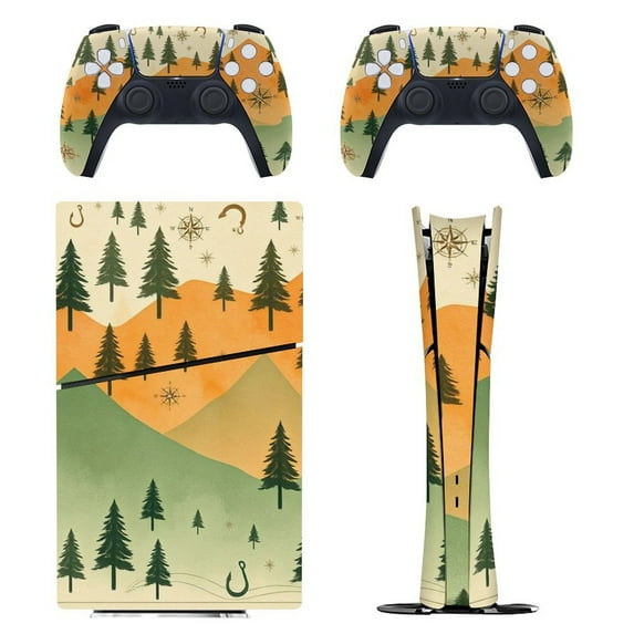 Tree Silhouettes And Mountain Console Skin Bundle for PS5 Pro Slim Disc ...