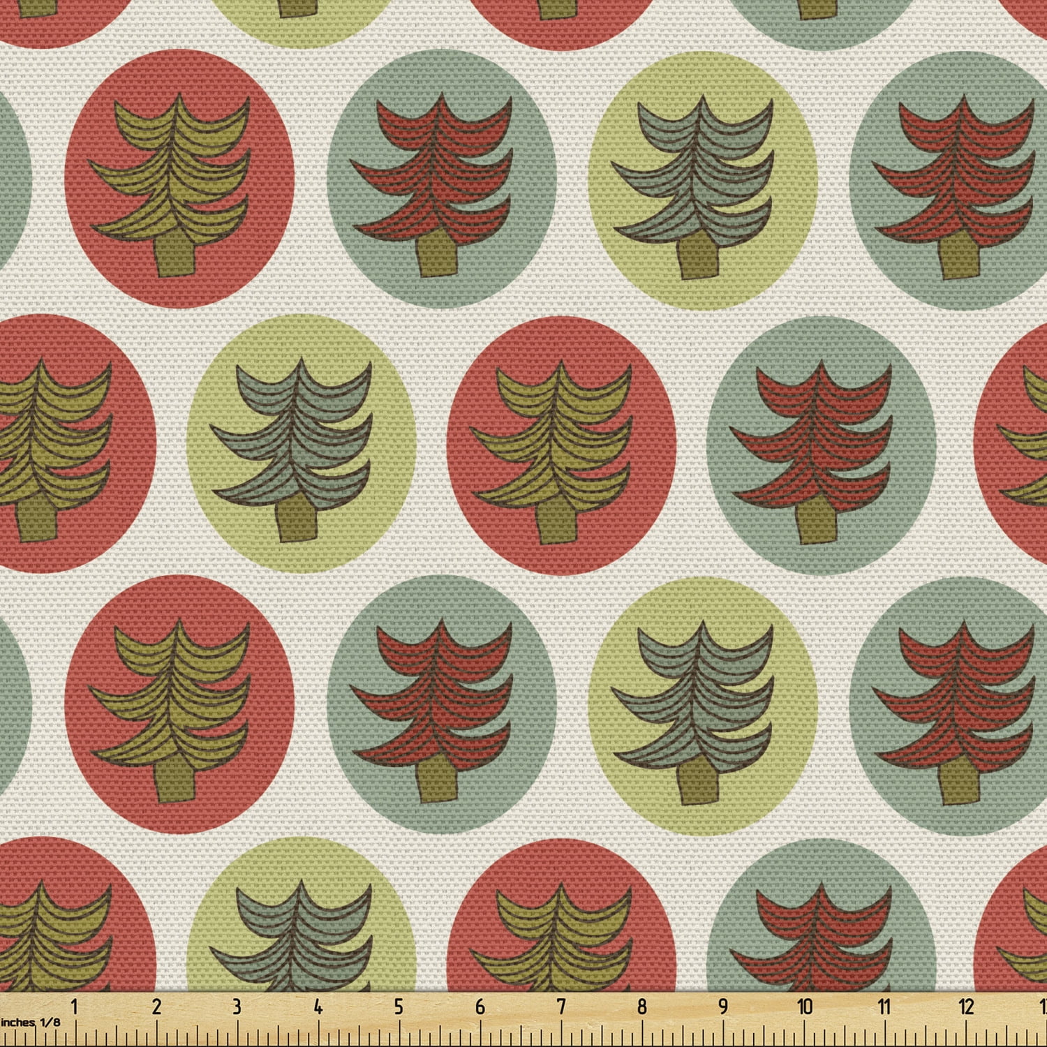 Ambesonne Tree Fabric by the Yard Upholstery, Abstract Spruces Xmas, 10 ...