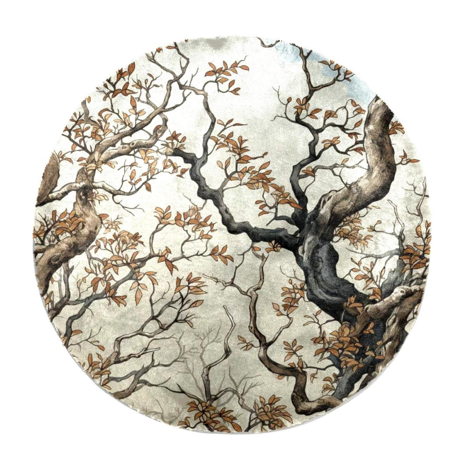 Tree Soft Round Rug, Fluffy Furry Circle Rug for Teens Kids Baby Girls ...