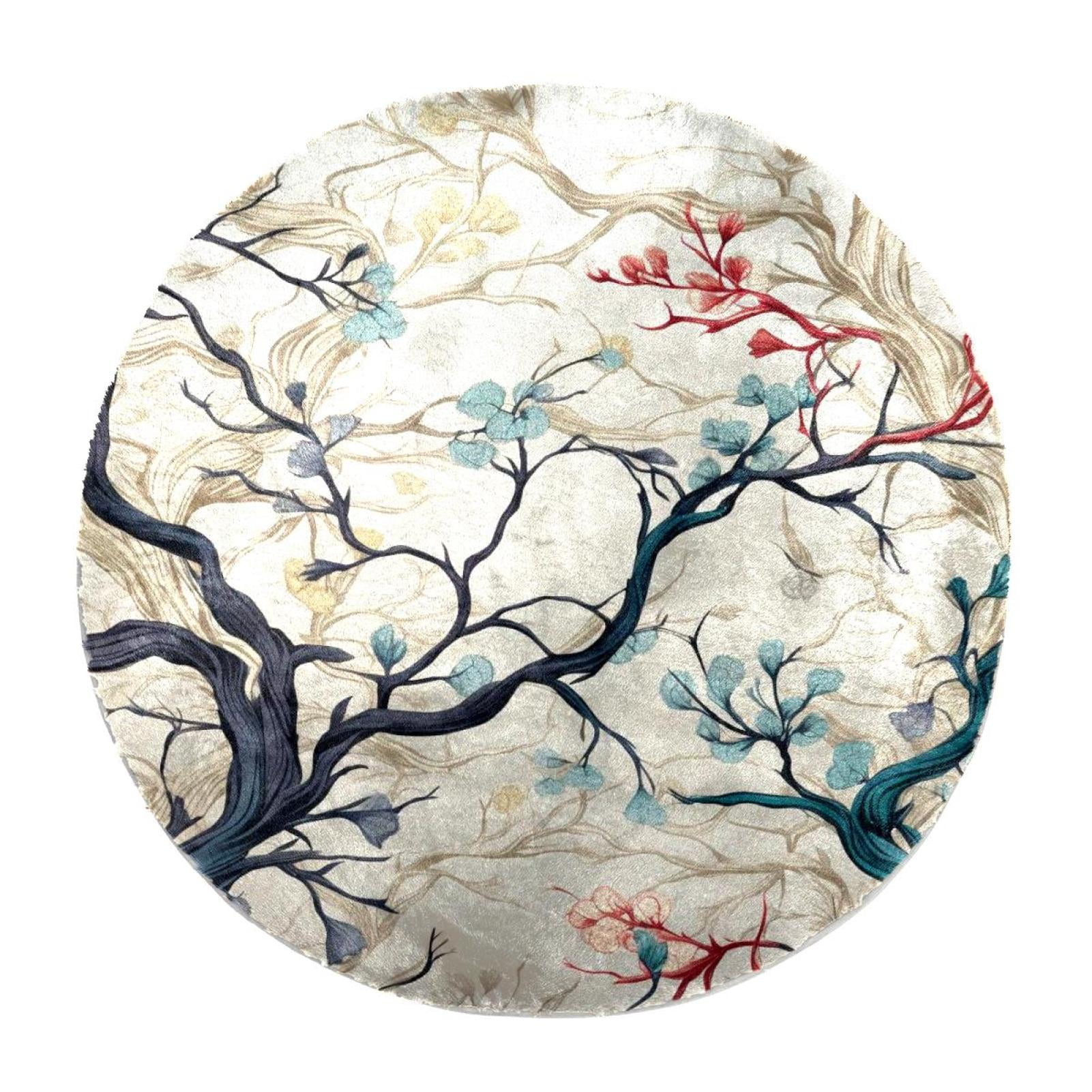 Tree Soft Round Rug, Fluffy Furry Circle Rug for Teens Kids Baby Girls ...