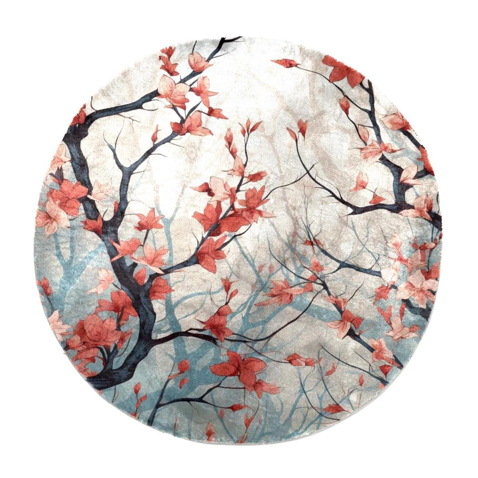 Tree Soft Round Rug, Fluffy Furry Circle Rug for Teens Kids Baby Girls ...