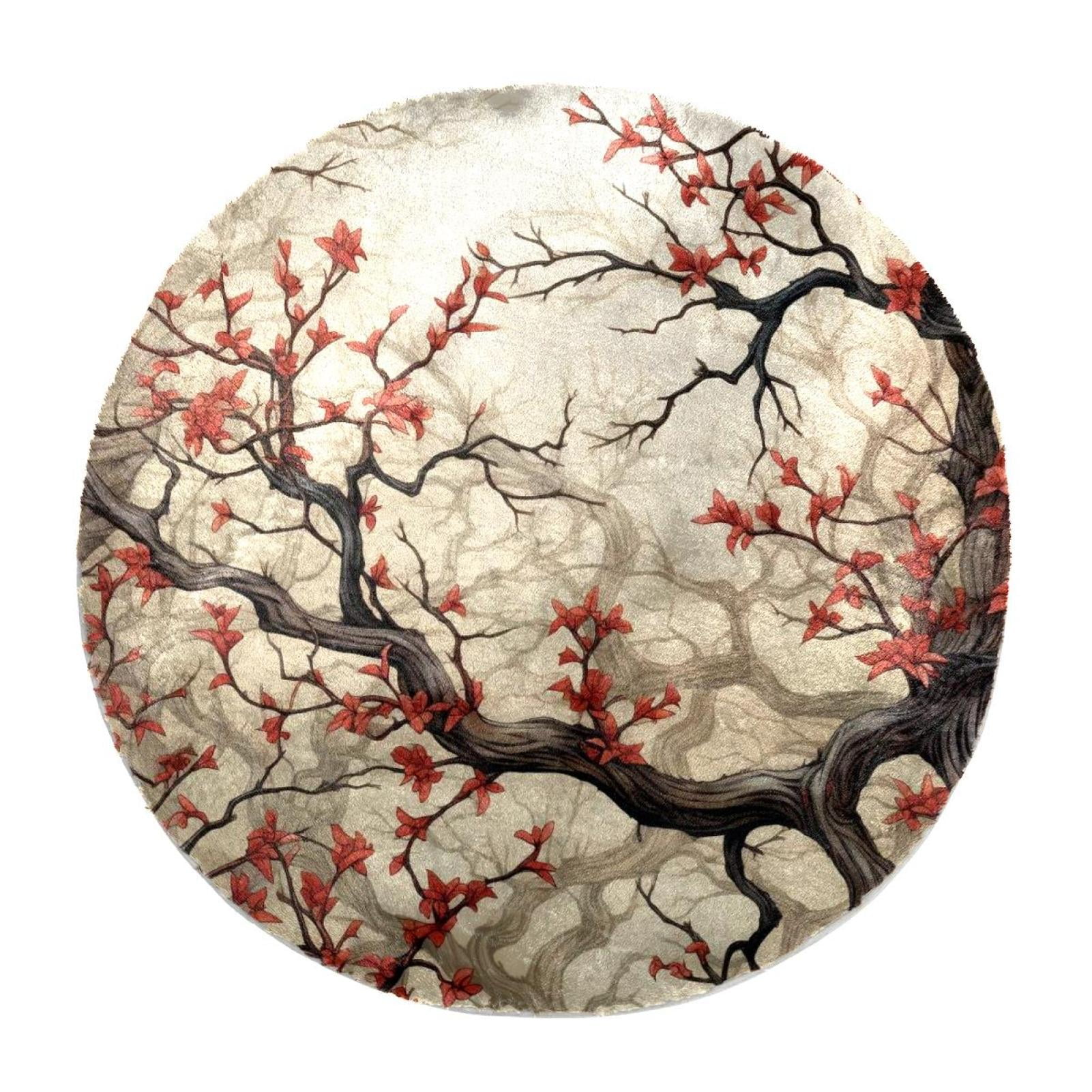 Tree Soft Round Rug, Fluffy Furry Circle Rug for Teens Kids Baby Girls ...