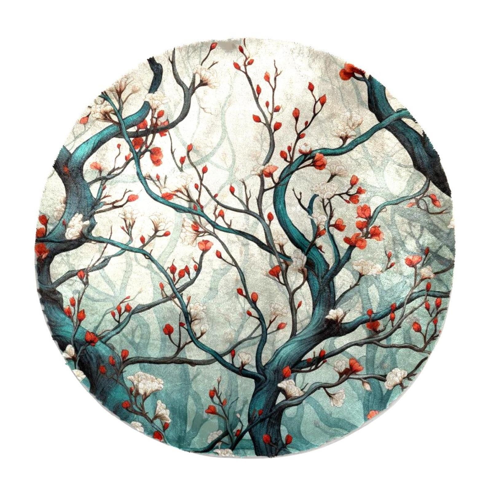 Tree Soft Round Rug, Fluffy Furry Circle Rug for Teens Kids Baby Girls ...