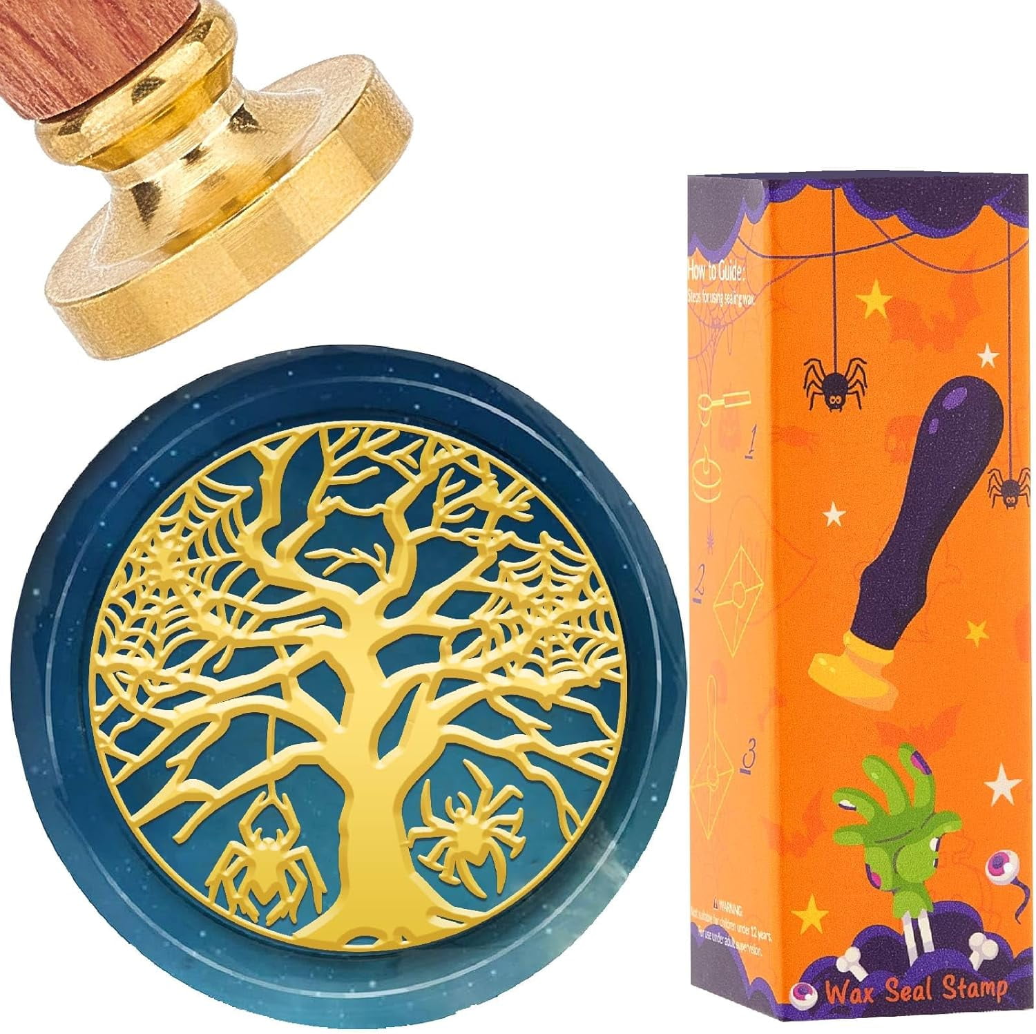 Tree Spider Wax Seal Stamp 30mm Removable Signet Stamper Vintage Brass ...