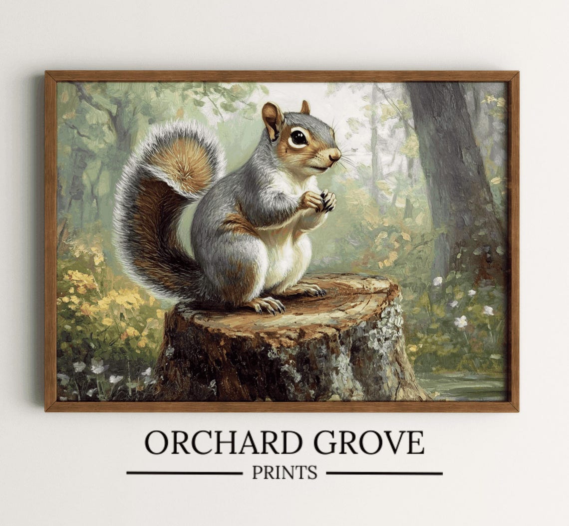 Tree Squirrel Art Spring Woodland Animals Squirrel Print Squirrel ...