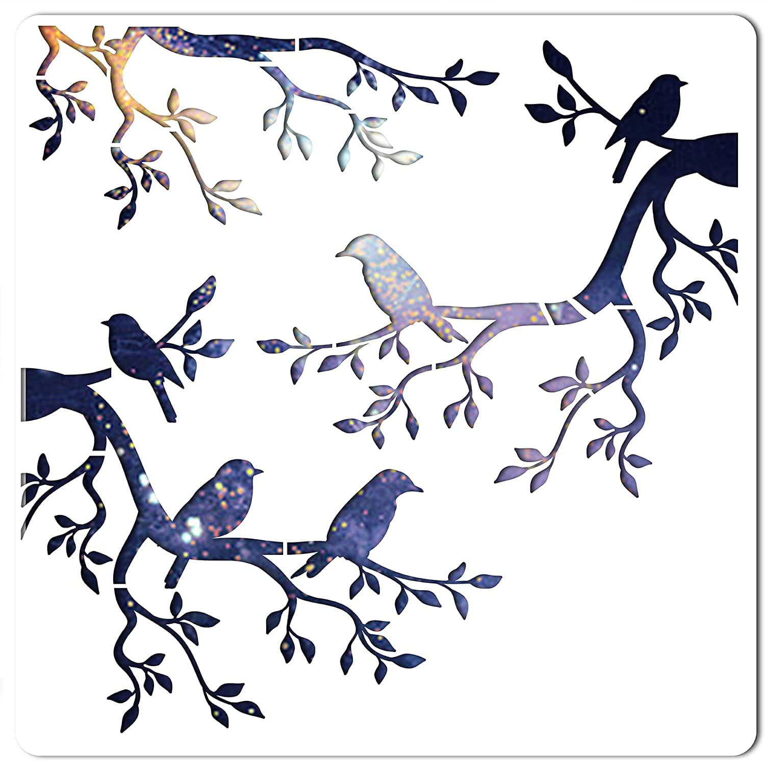 Large Tree & Bird Stencil Template, 11.8x11.8 Inch, Reusable for Home ...