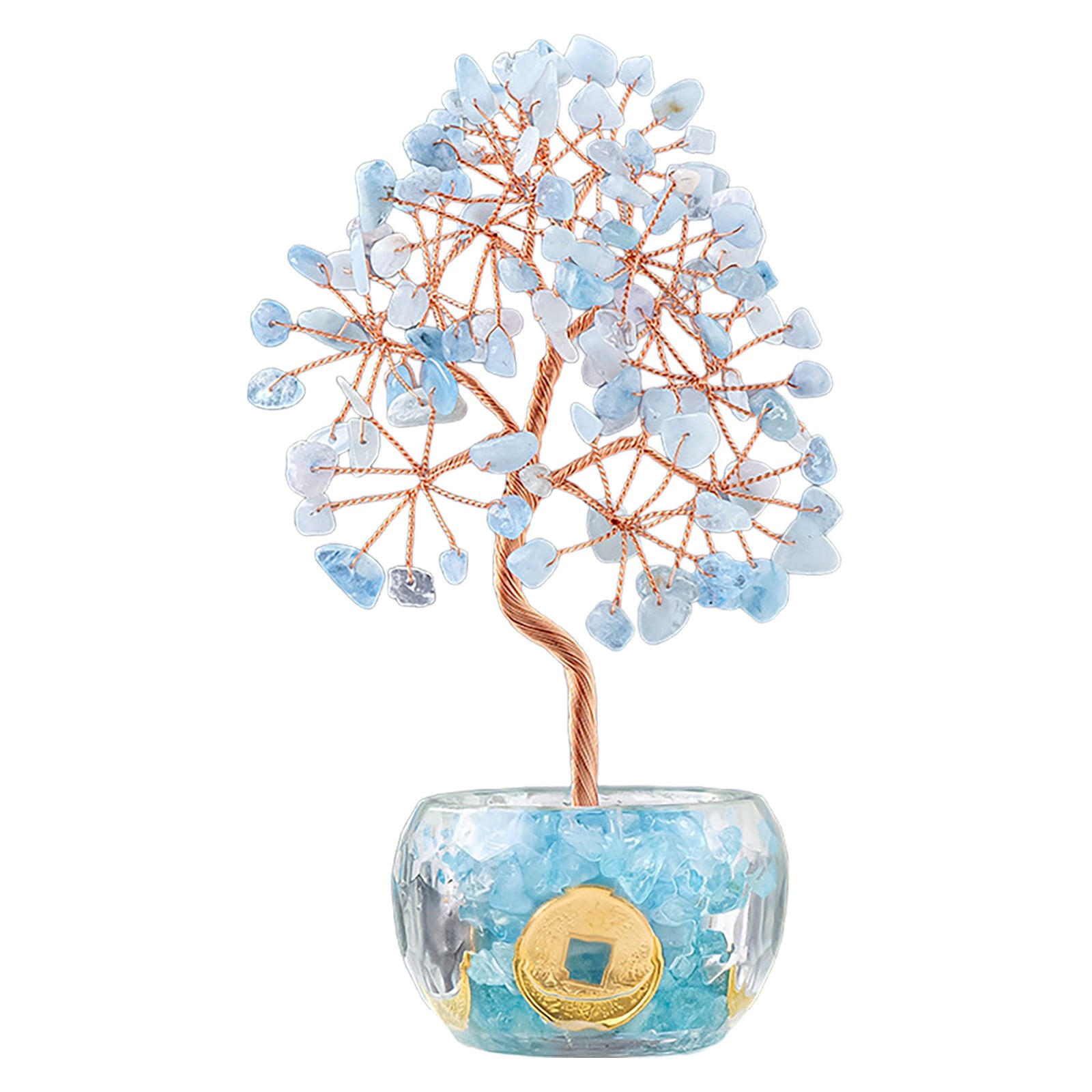 Tree Stones Reiki Natural Base Copper Wire Tree Life Meditation Energy ...