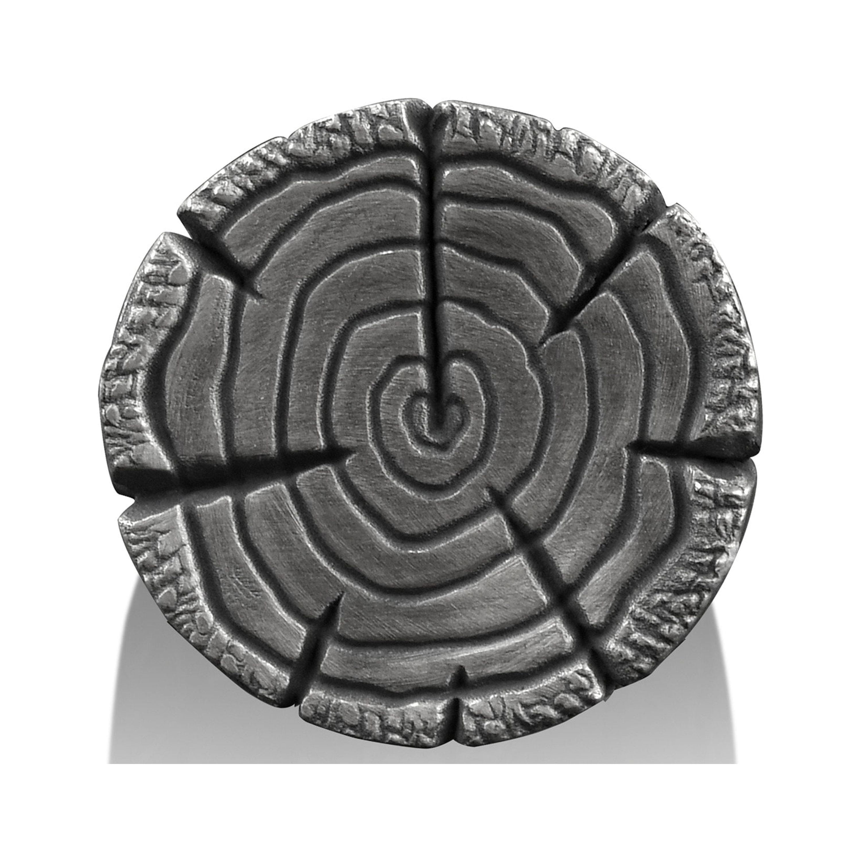 Tree Stump 925 Silver Engraved Ring, Sterling Silver Tree Stump Signet ...