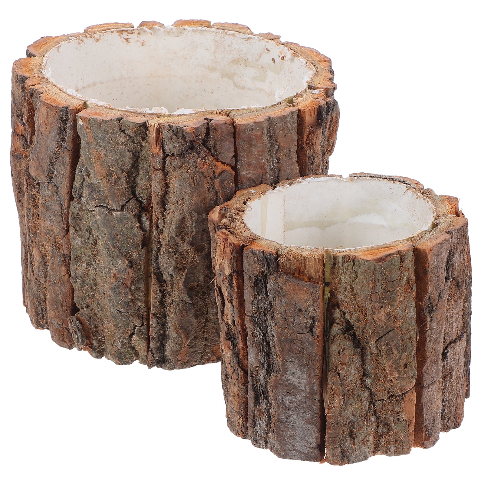 Tree Stump Flower Pot,6 Pcs Wood Bark Flower Pot Rustic Succulent ...