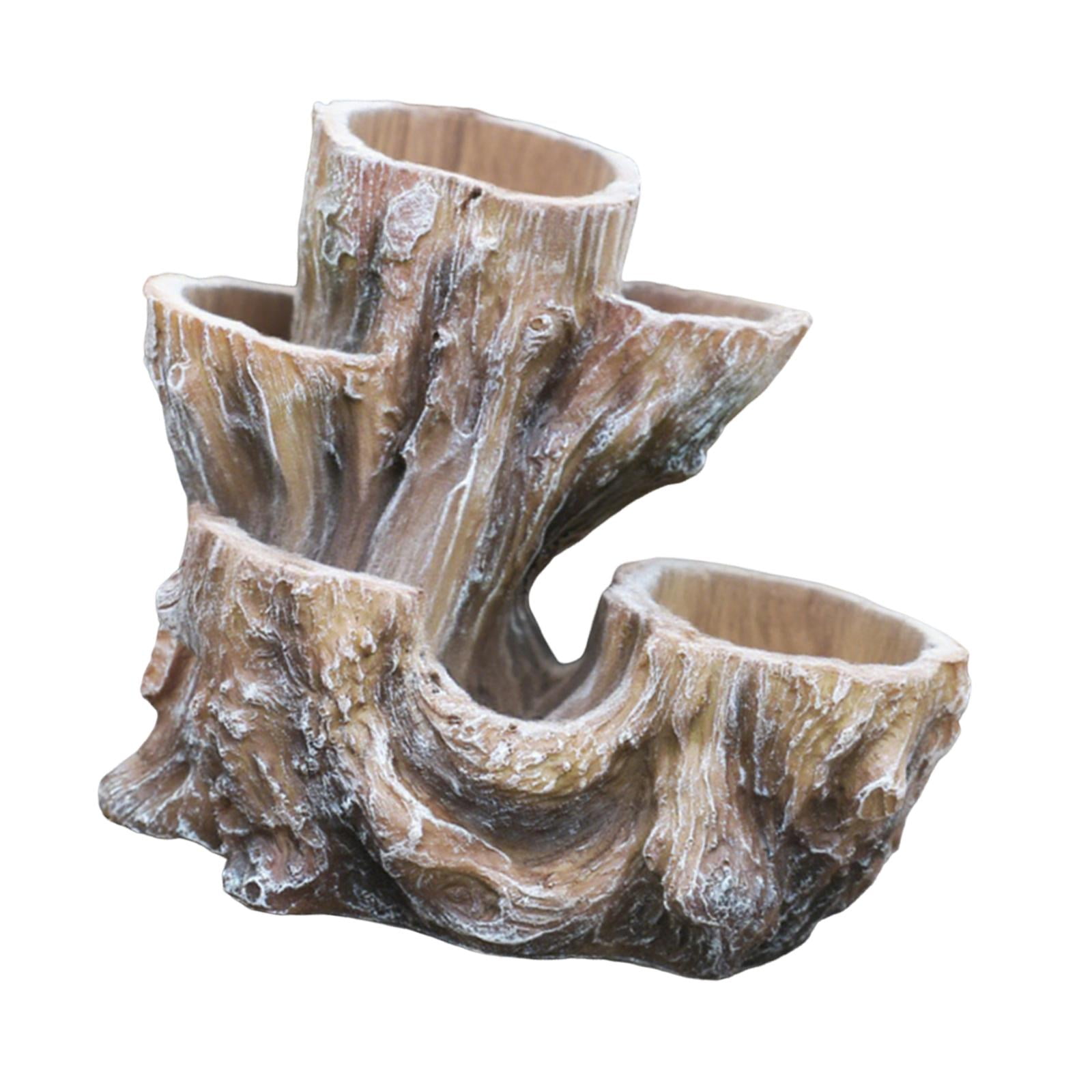 Tree Stump Planter Vase Statue Weather Resistant Lightweight Resin for ...