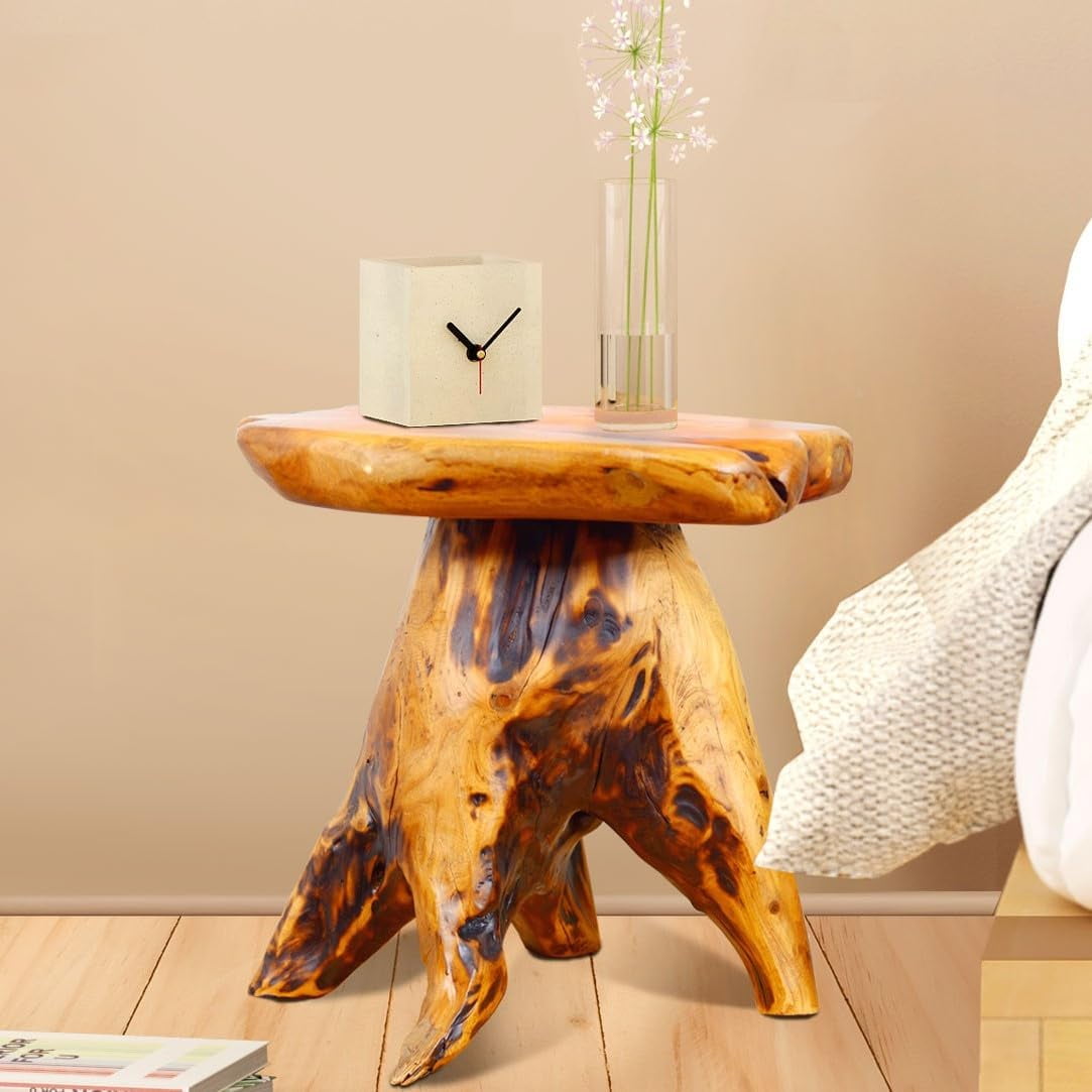 Tree Stump Side Table Natural Edge Cedar Real Wood End Table,Small ...