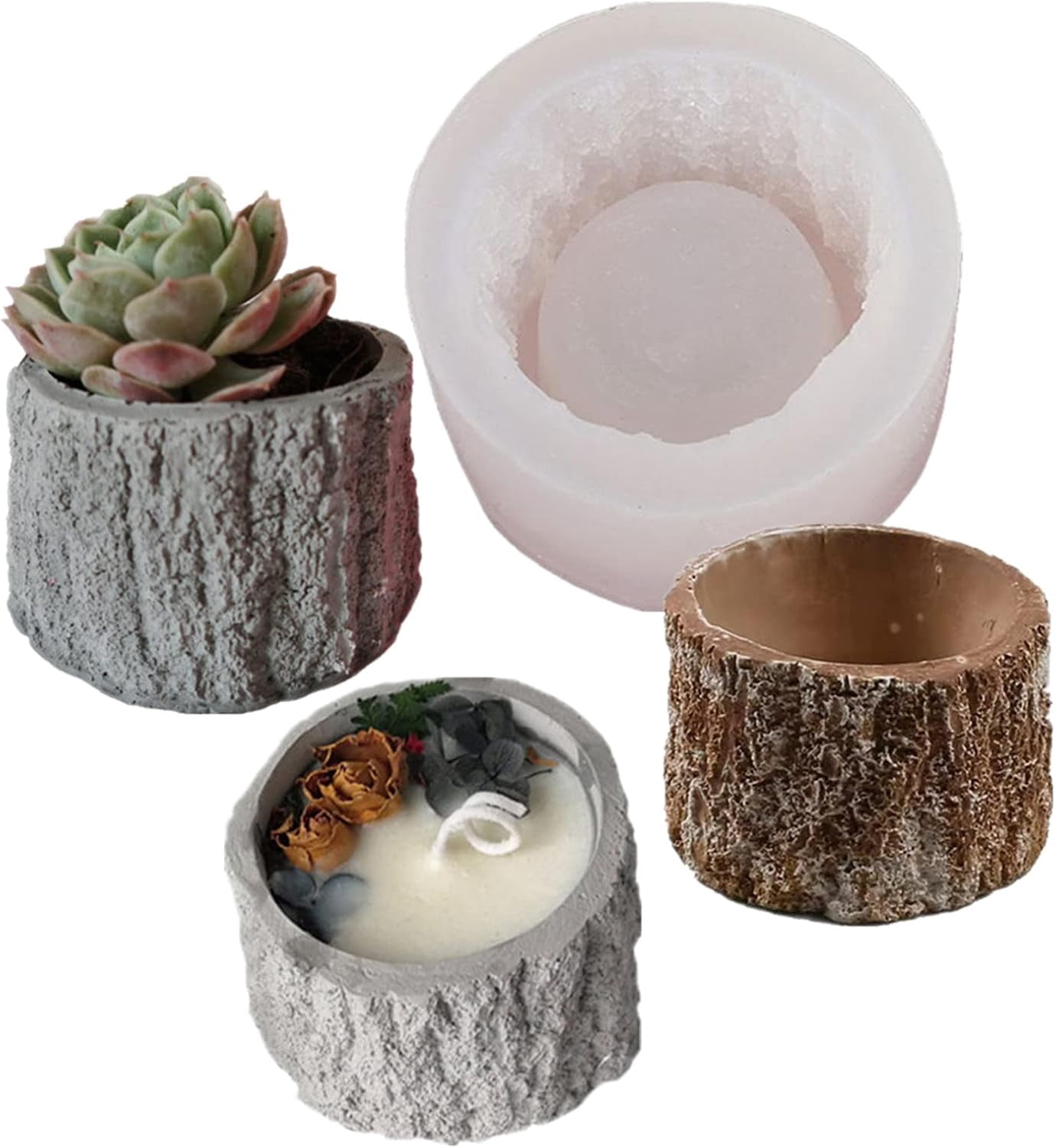 Tree Stump Silicone Mold Concrete Succulent Planter Epoxy Resin Clay ...
