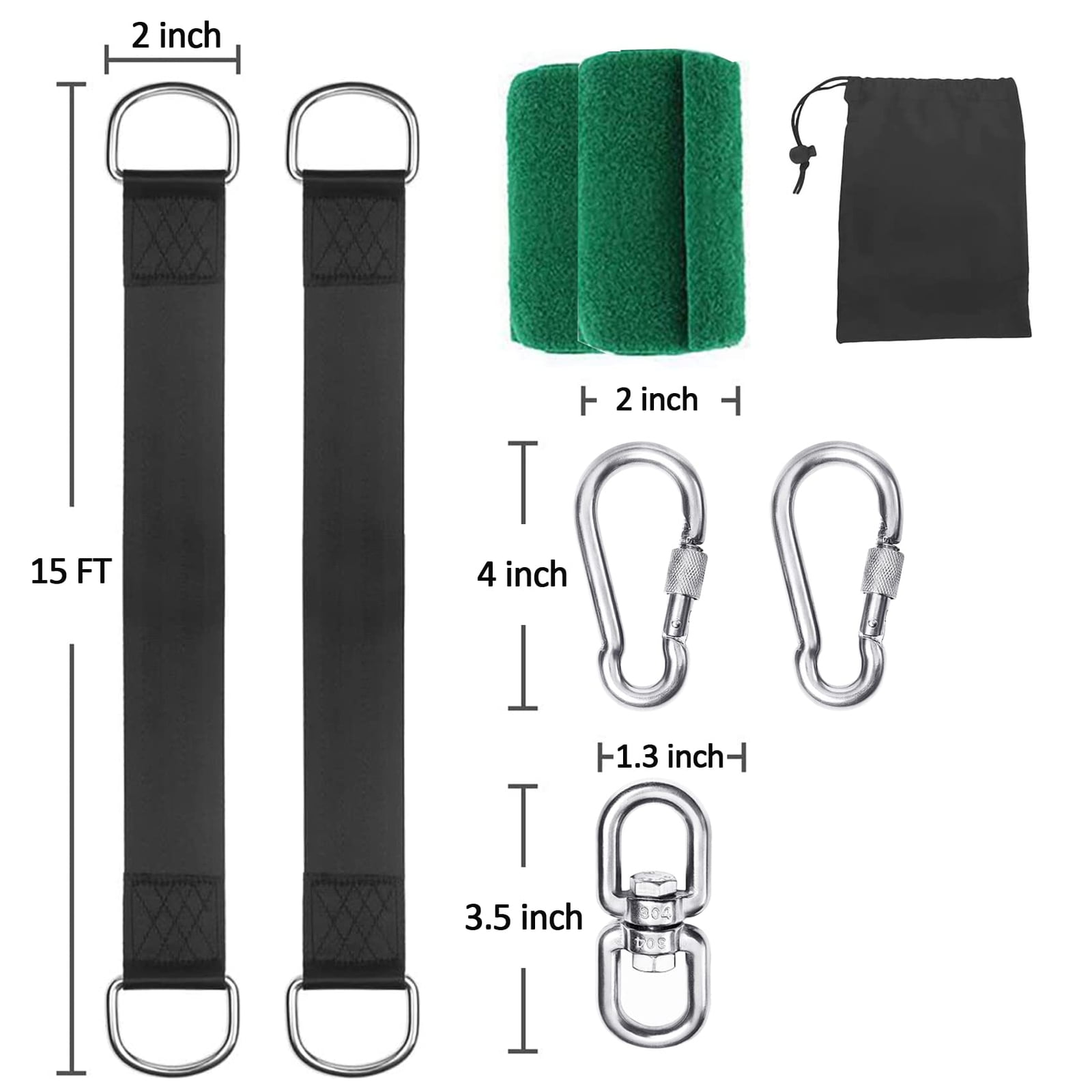 Tree Swing Hanging Straps Kit 15FT, Holds 5500LBS Adjustable Tree Swing ...
