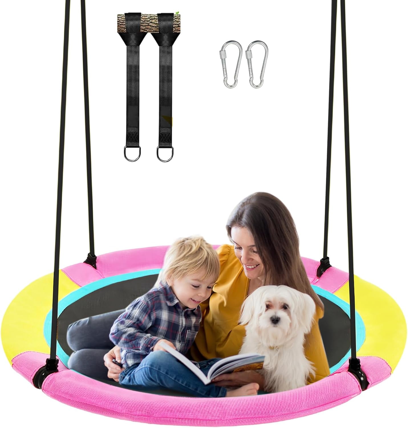 Tree Swing for Kids Outdoor, Textilene Fabric Tear & UV Resistant Waterproof, Round Disc Circle ...