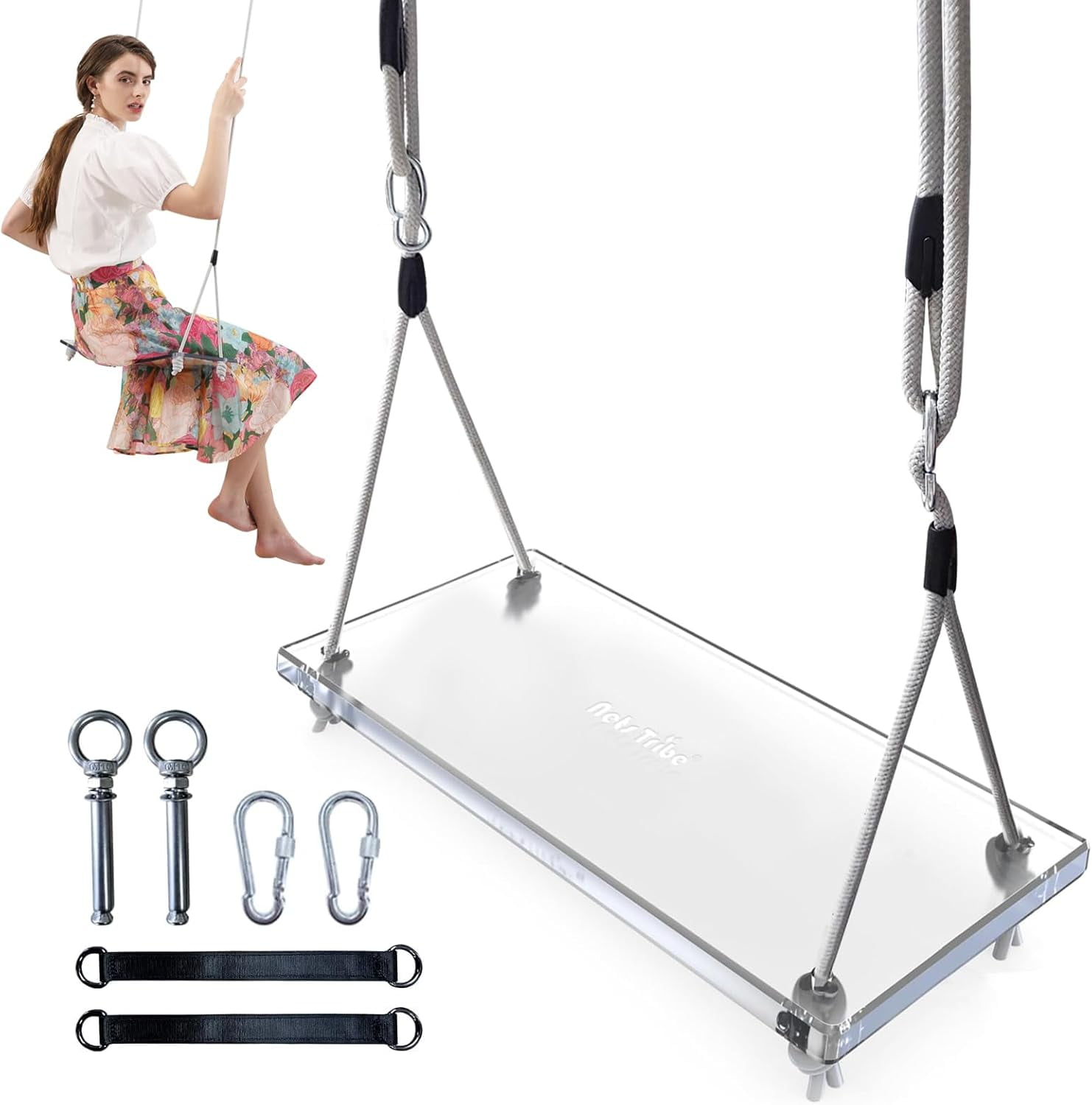 Tree Swing Set Porch Swing PC Swing seat Adjustable Rope Swing with ...