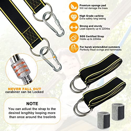 Tree Swing Straps Hanging Kit, Portable Hammock Straps, 6.56FT Tree ...