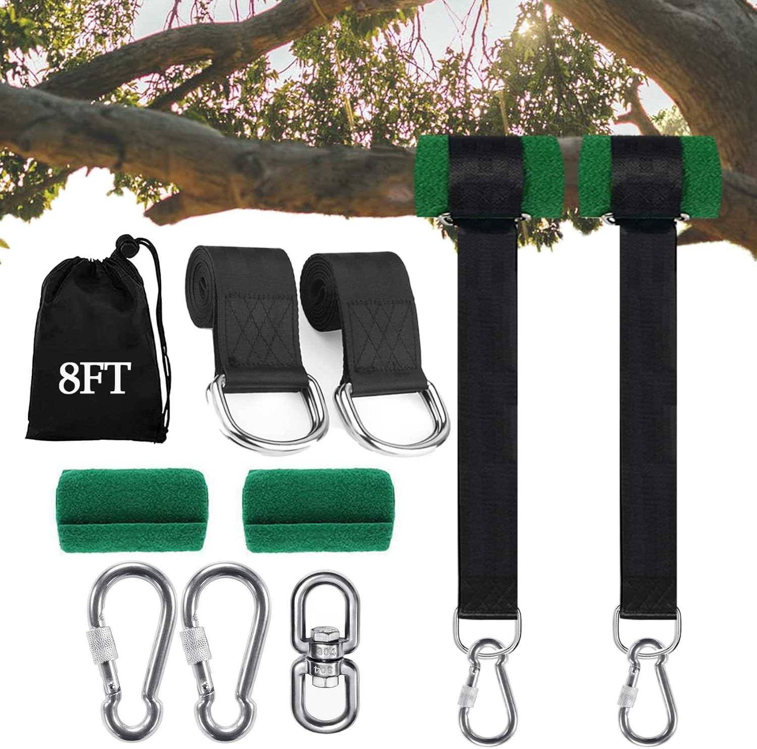 Tree Swing Straps Hanging Kit (Set of 2), 3FT/8FT/10FT/20FT/30FT Tree ...