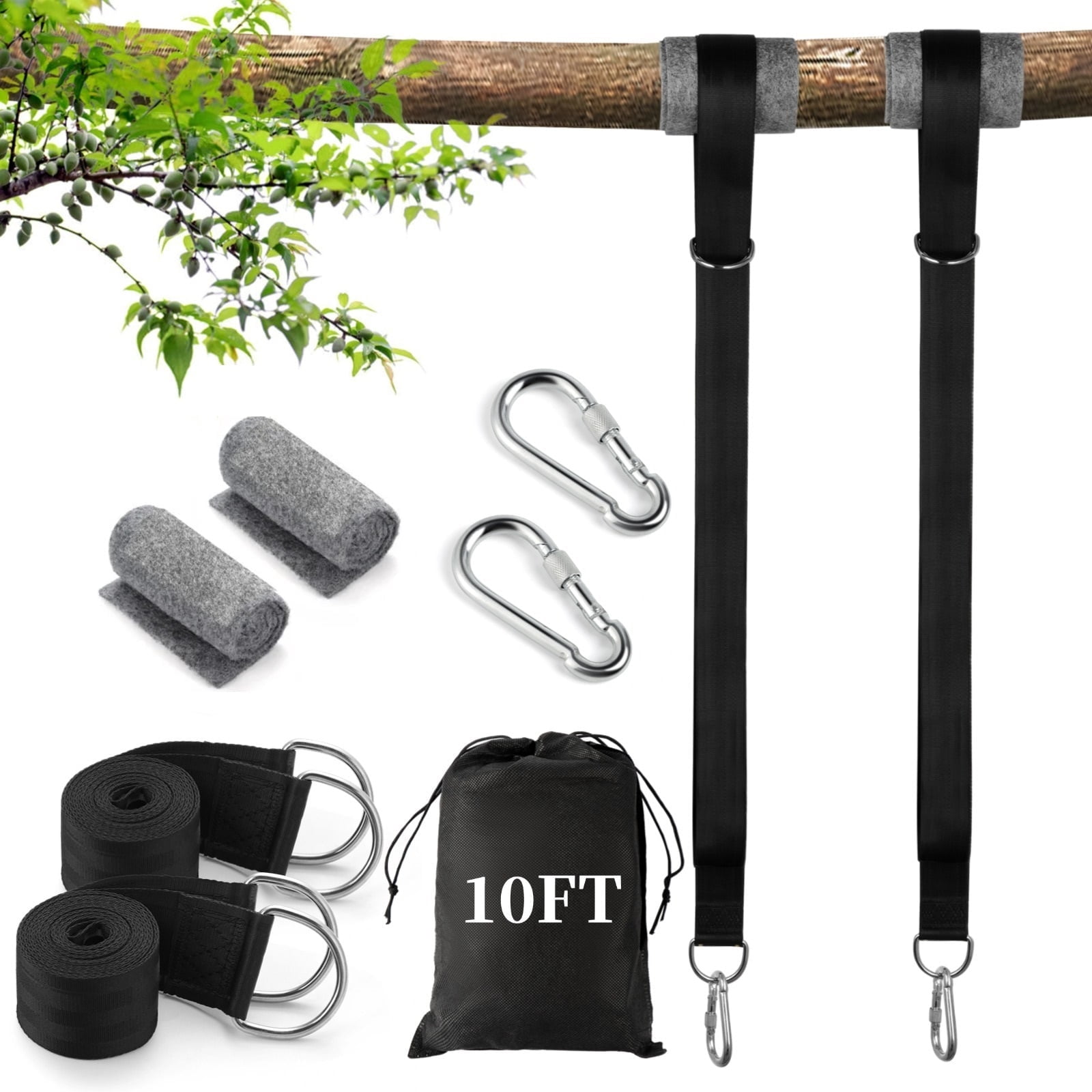 Tree Swing Straps Kit, Extra Long 10FT Hanging Swing Straps with Pads ...