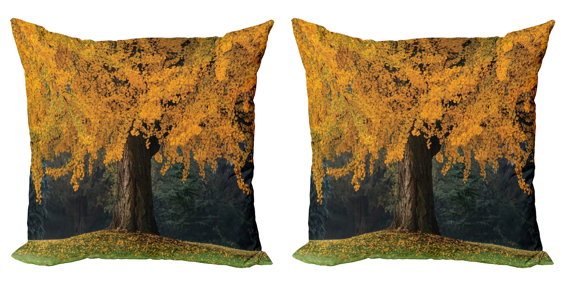 Ambesonne Fall Throw Pillow Cover 2 Pack, Leaves Tree Autumn Season, 24 ...