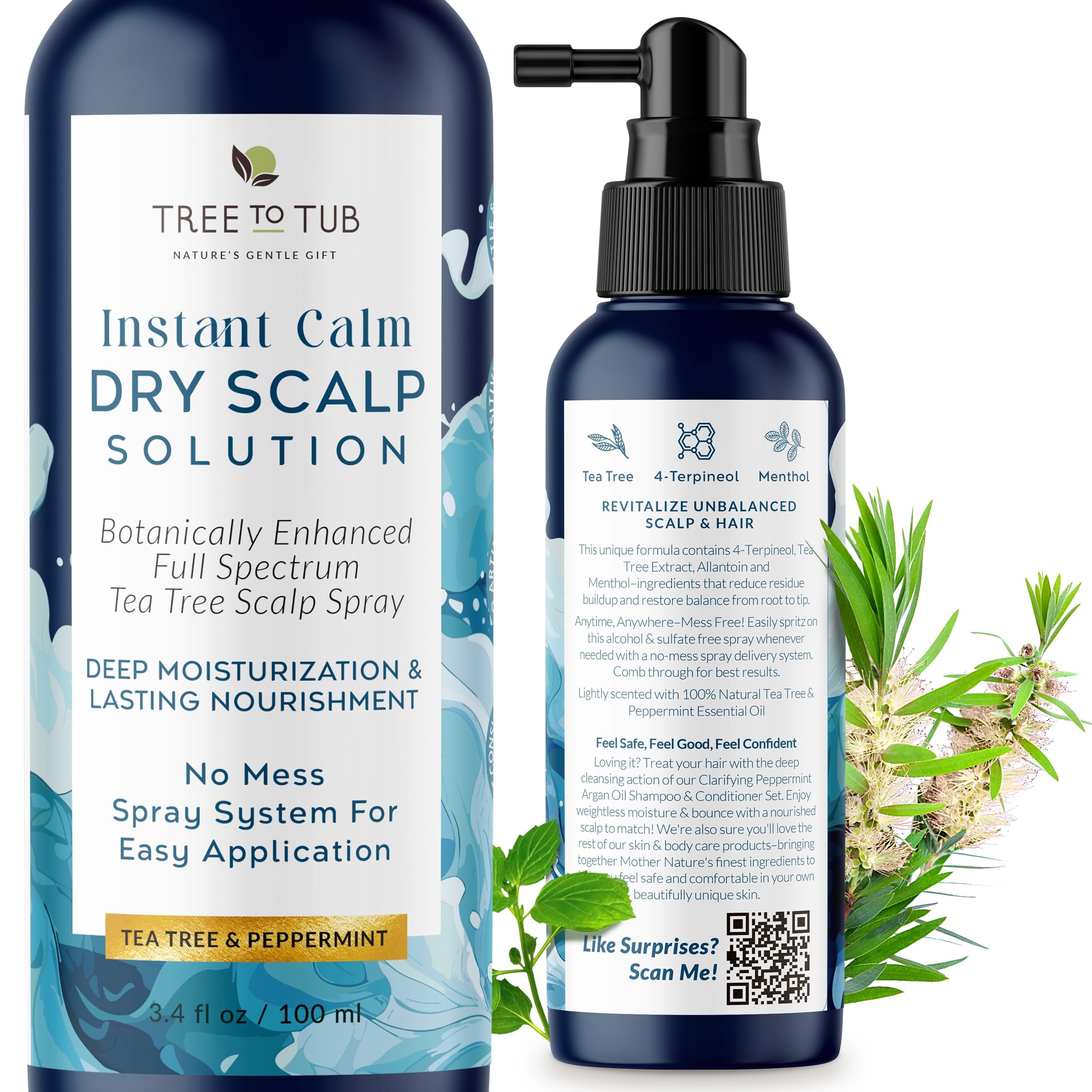 Tree To Tub Dry Scalp Spray - Intensive Moisturizer for Dry Flaky Itchy ...