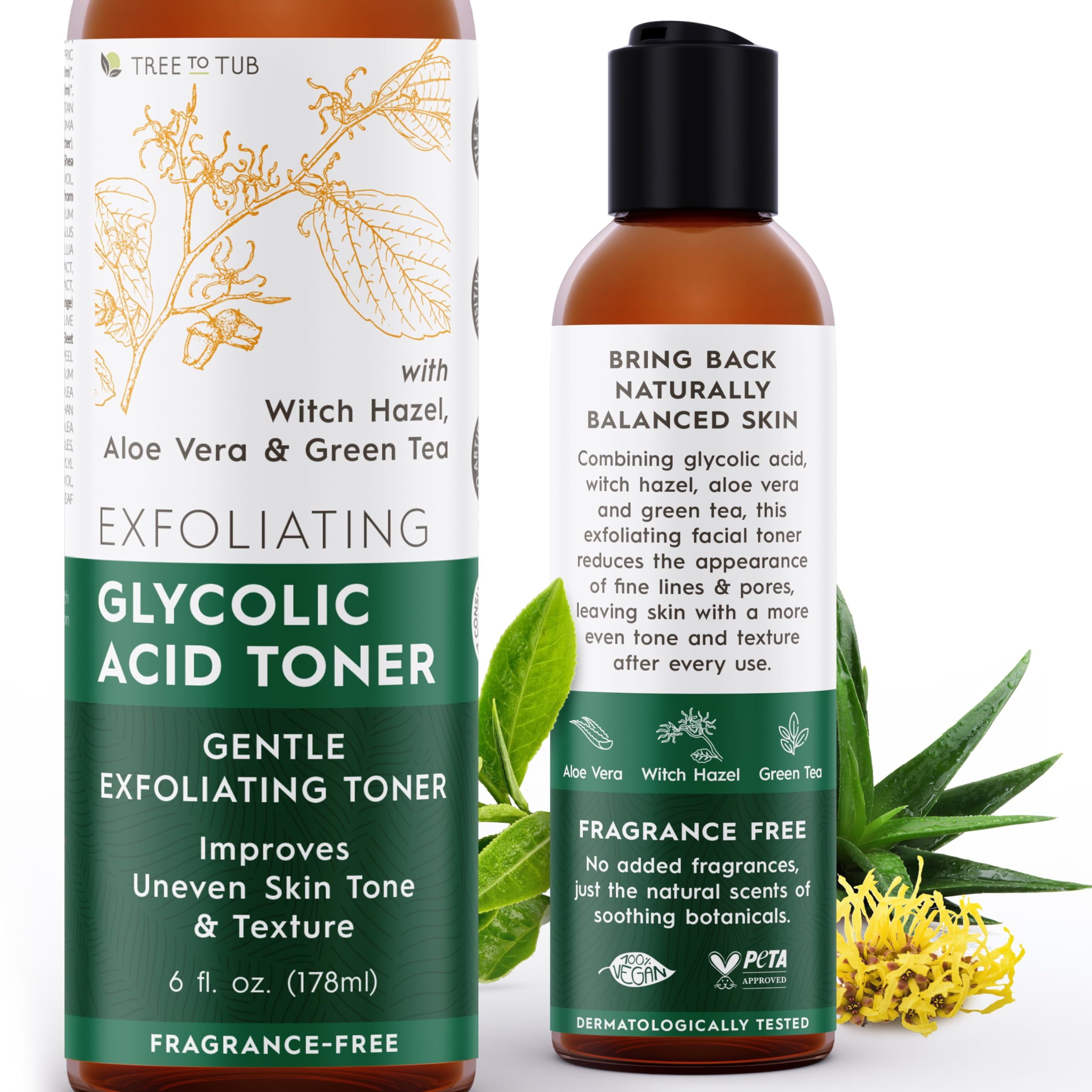 Tree To Tub Glycolic Acid Toner for Face Witch Hazel for Smooth Skin ...
