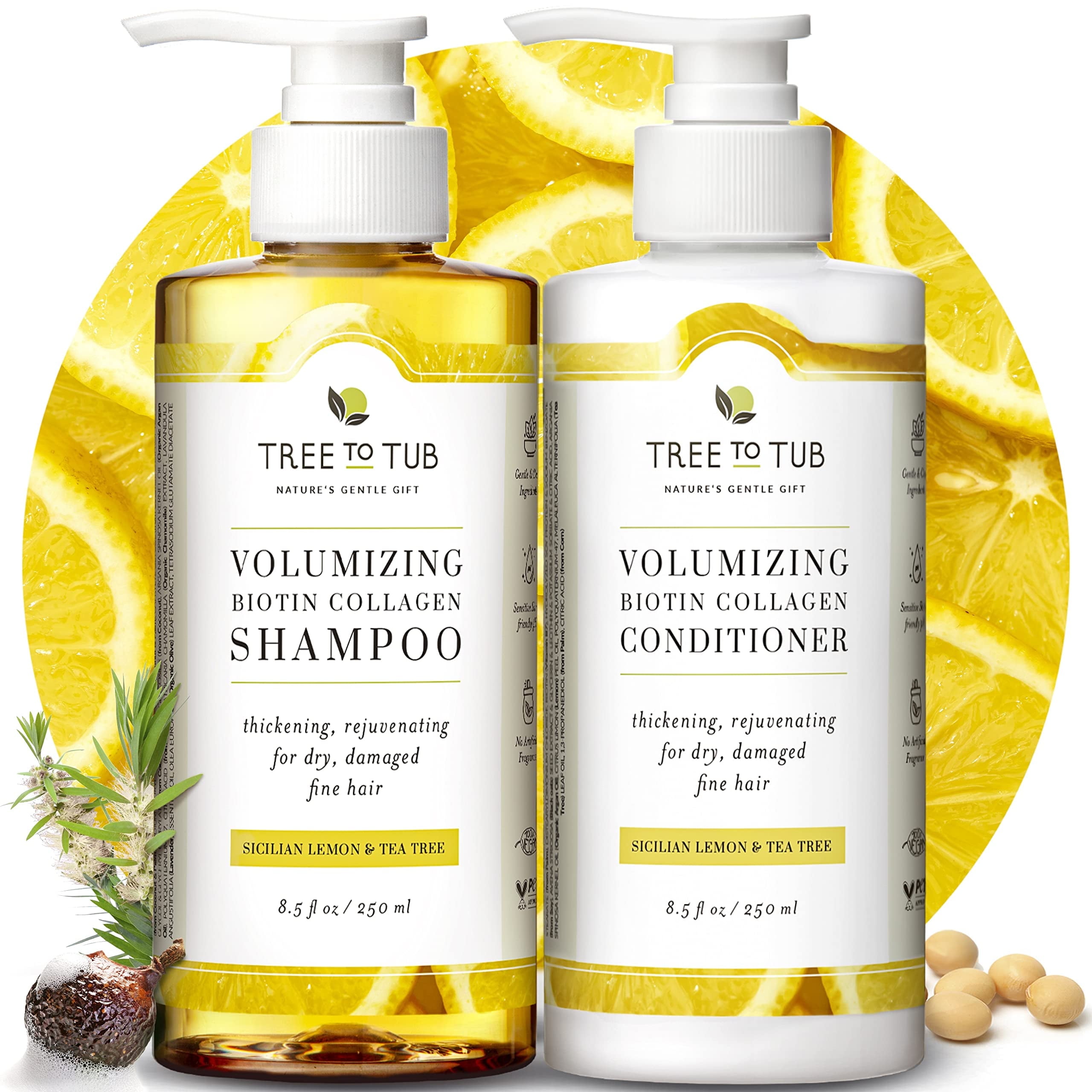 Tree To Tub Biotin Shampoo & Conditioner Set for Fine Hair & Sensitive ...