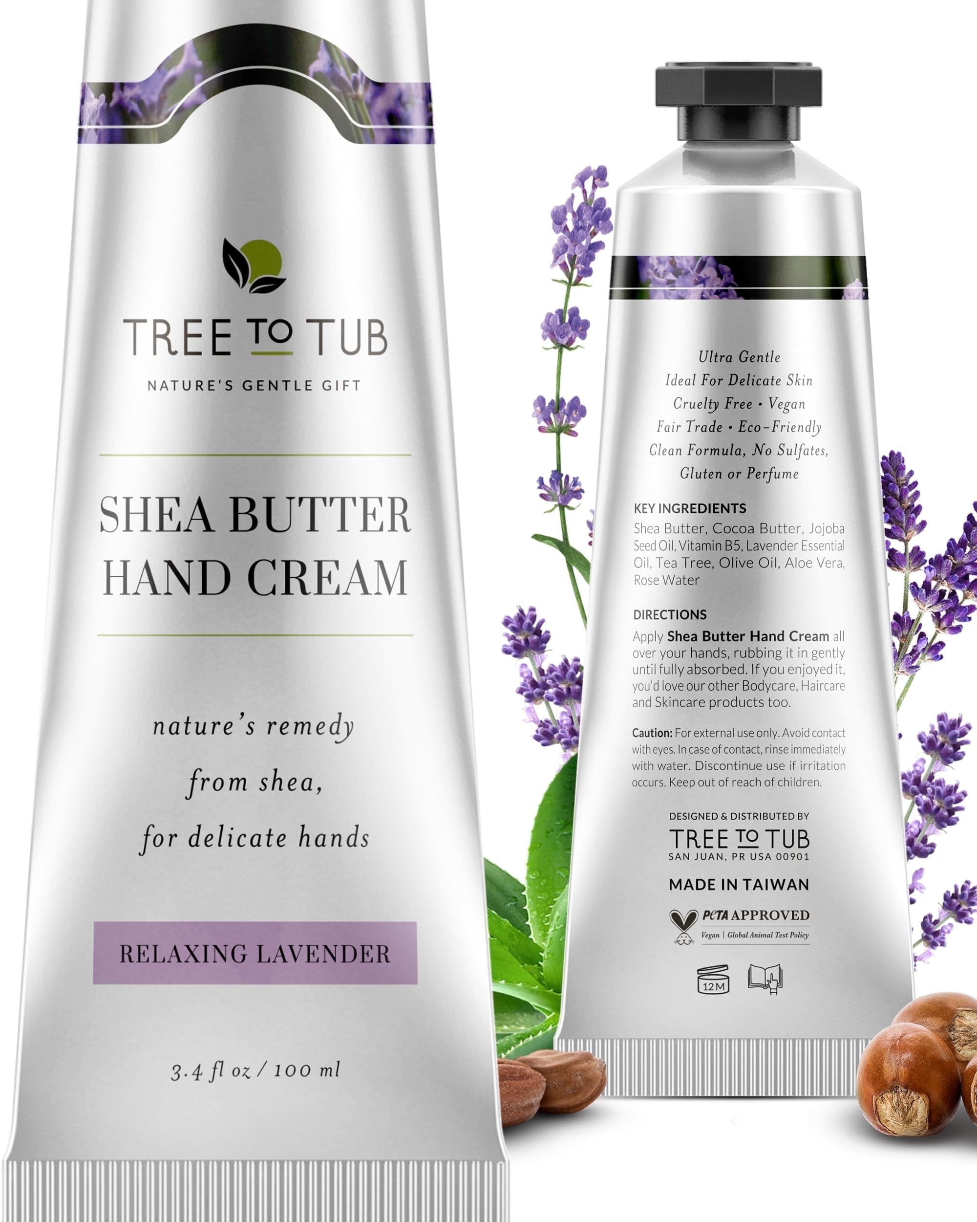 Tree To Tub Shea Butter Hand Cream for Dry, Cracked Hands, Non-Greasy ...