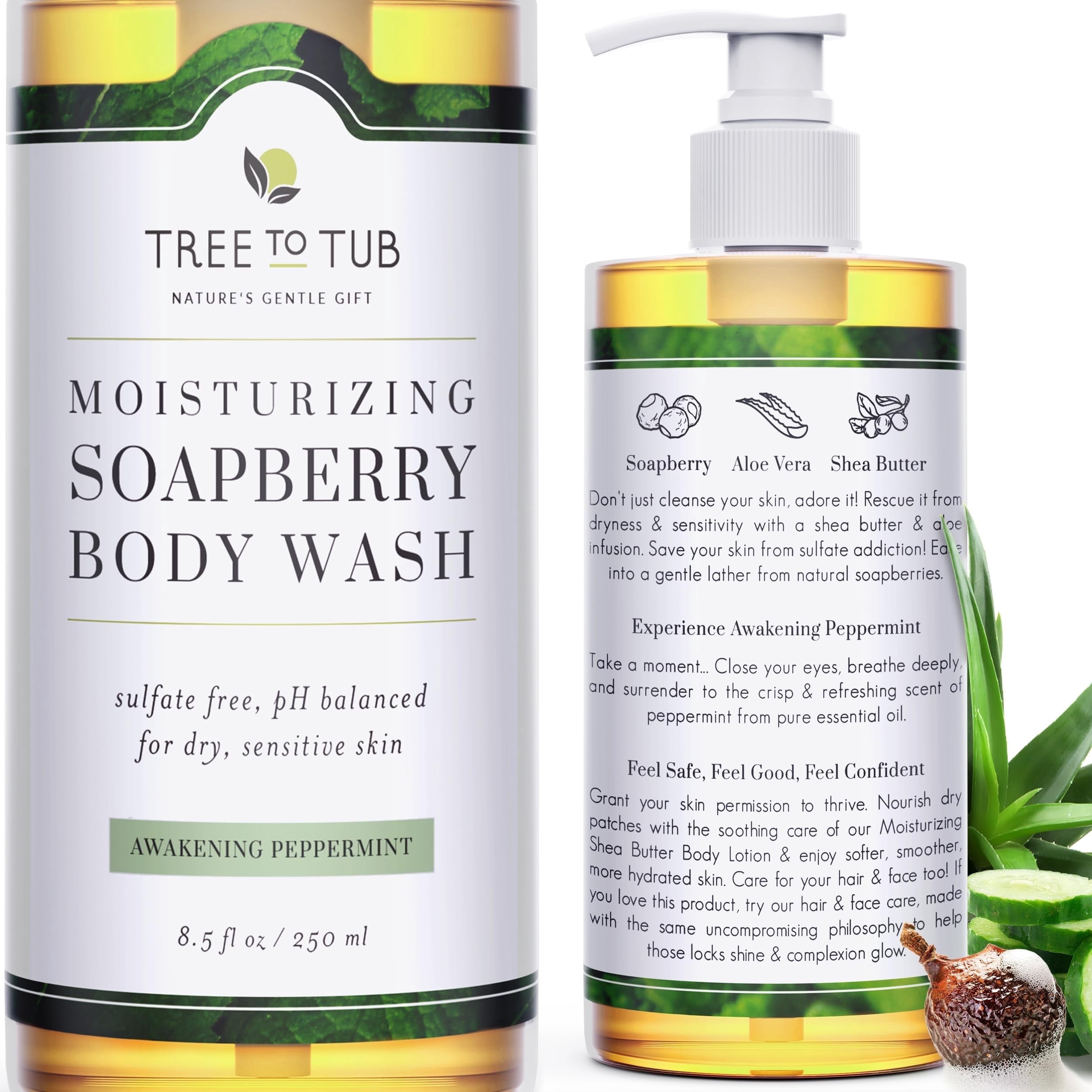 Tree To Tub, Body Wash, Peppermint Hydrating Sensitive Skin, 16 fl oz ...