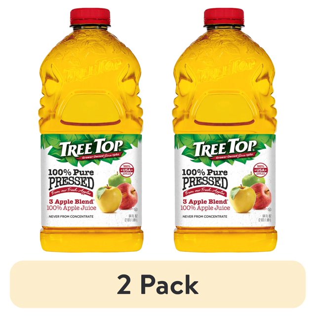 (2 pack) Tree Top 100% Pure Pressed Apple Juice, 3 Apple Blend, 64 fl ...