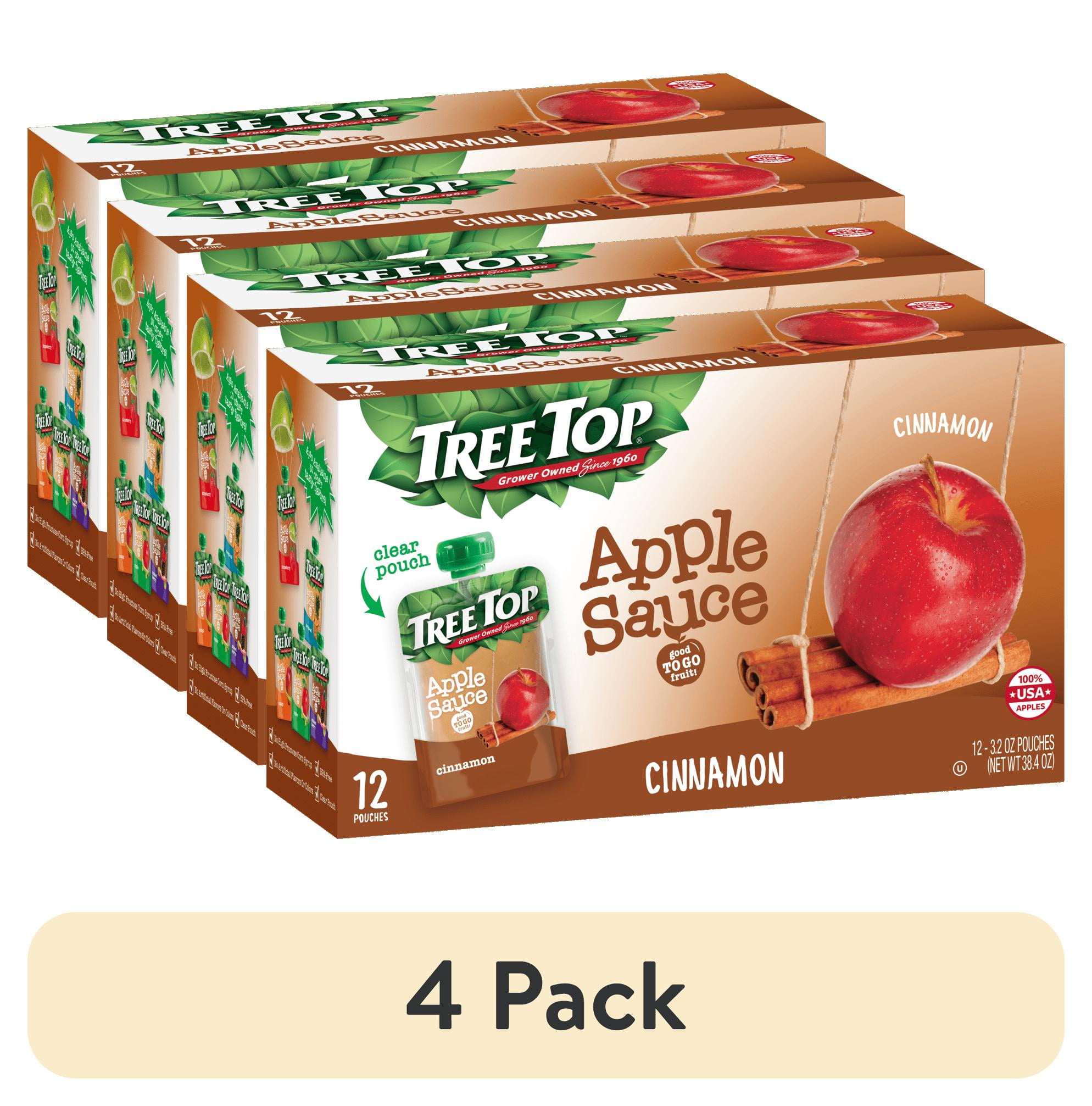 (4 pack) Tree Top Apple Sauce, Cinnamon, 3.2 Ounce Pouch, 12 Count ...