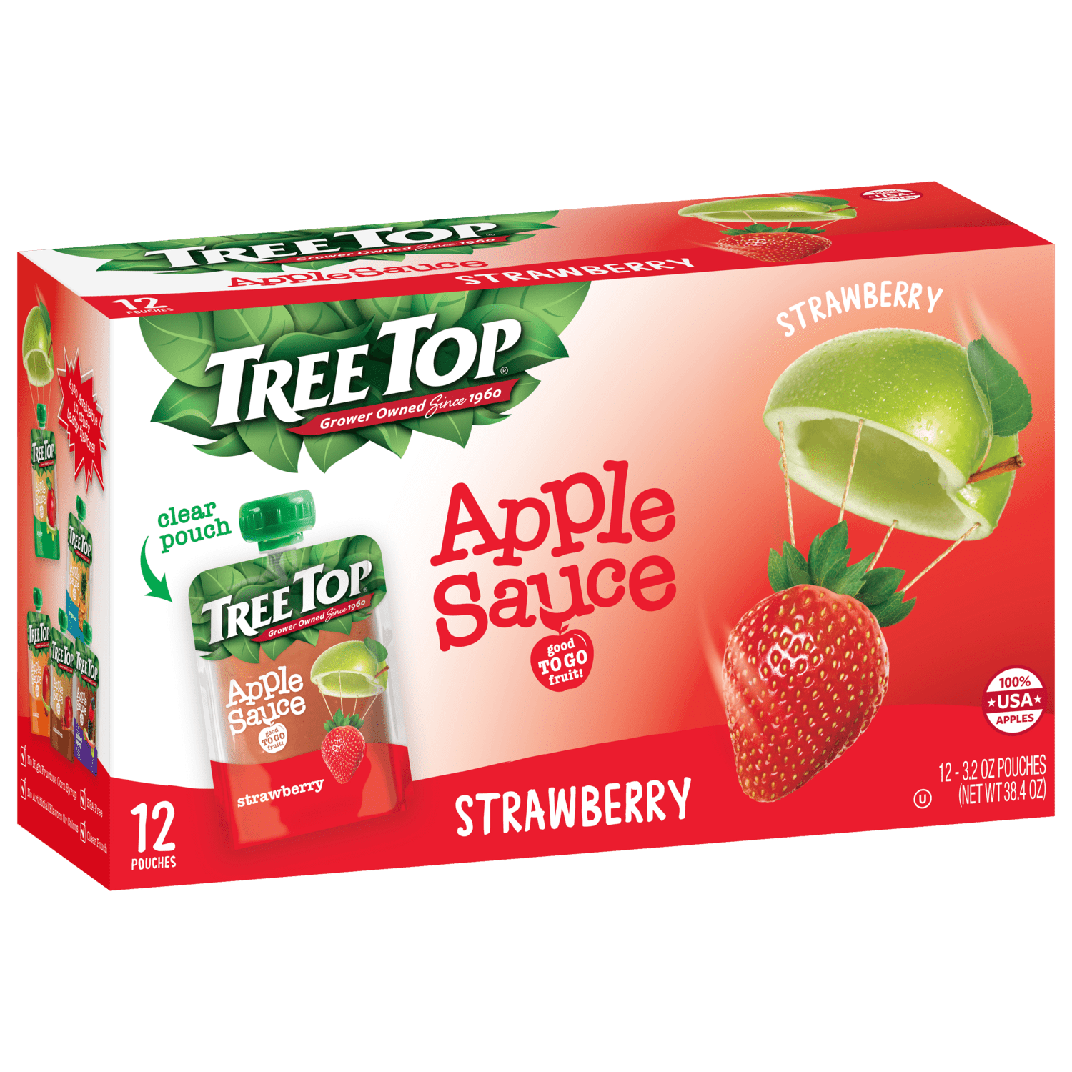 Tree Top Strawberry Apple Sauce Packs, 100% USA Apples, 3.2 oz, 12 Ct ...