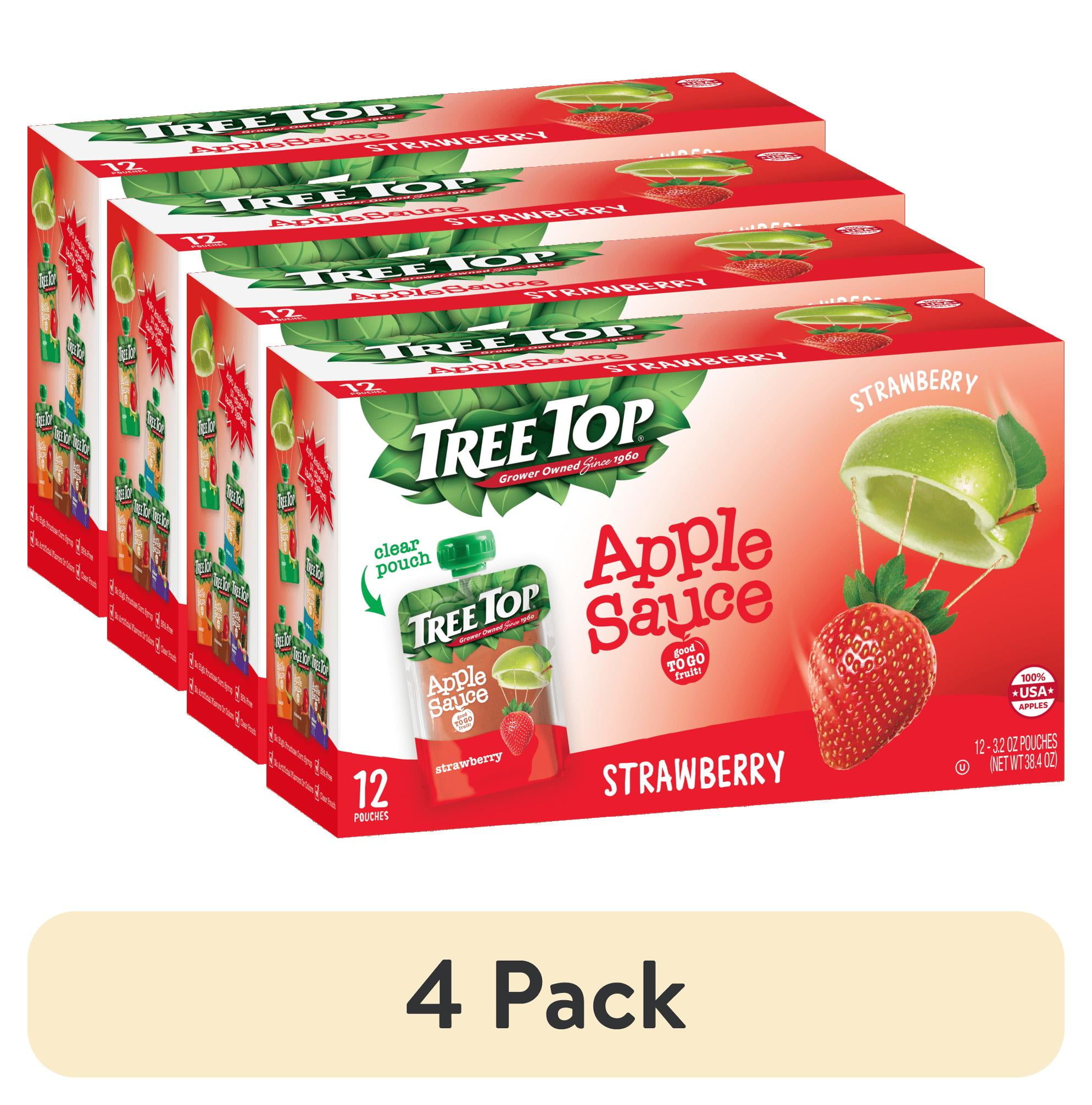 (4 pack) Tree Top Apple Sauce, Strawberry, 3.2 Ounce Pouch, 12 Count ...