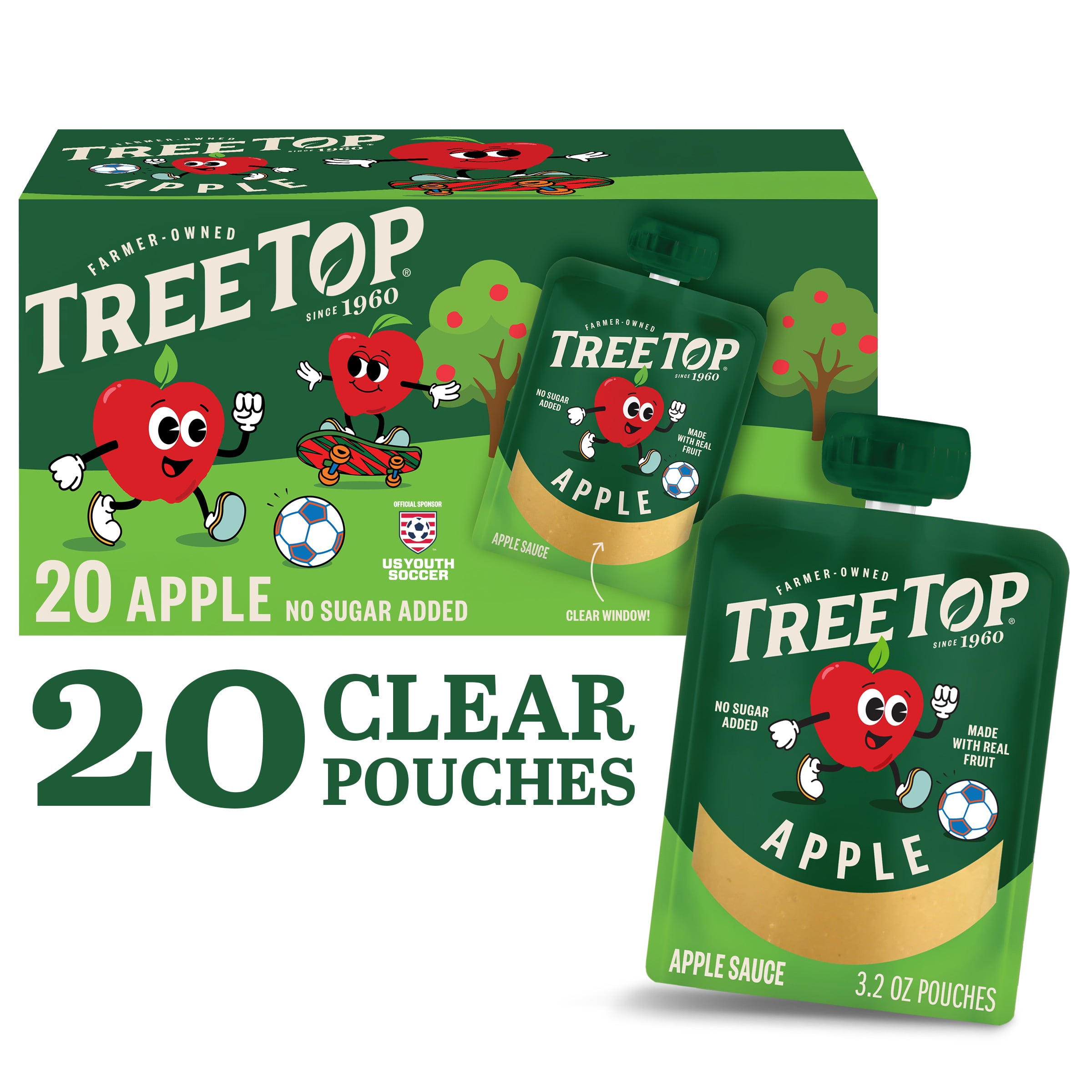 Tree Top Applesauce 3.2 oz Pouches Pack of 20, Convenient On-the-Go ...