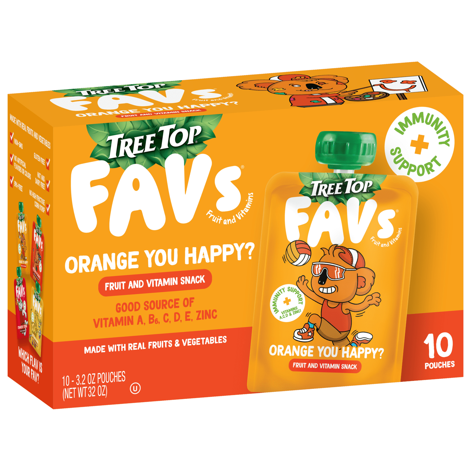 Tree Top FAVs® Orange Fruit and Vitamin Immunity Pouch, 3.2 Ounce, 10 ...