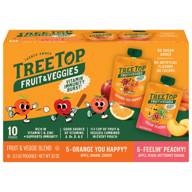 Tree Top Fruit & Veggies Pouch Orange/Peach Variety Pack 4/10/3.2oz ...