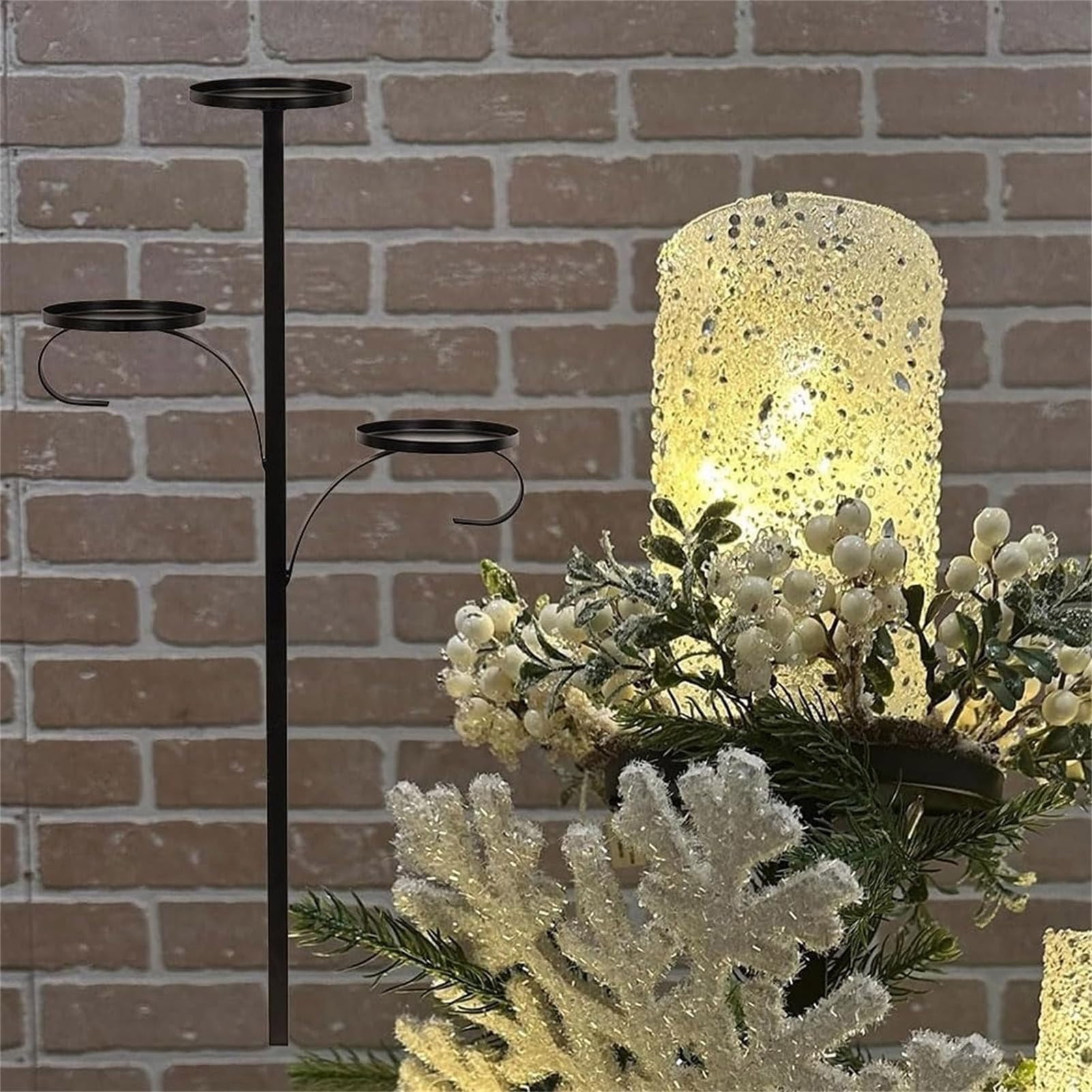 Tree Topper Candle Holder Black Metal 3 Tier Candelabra Multifunctional ...