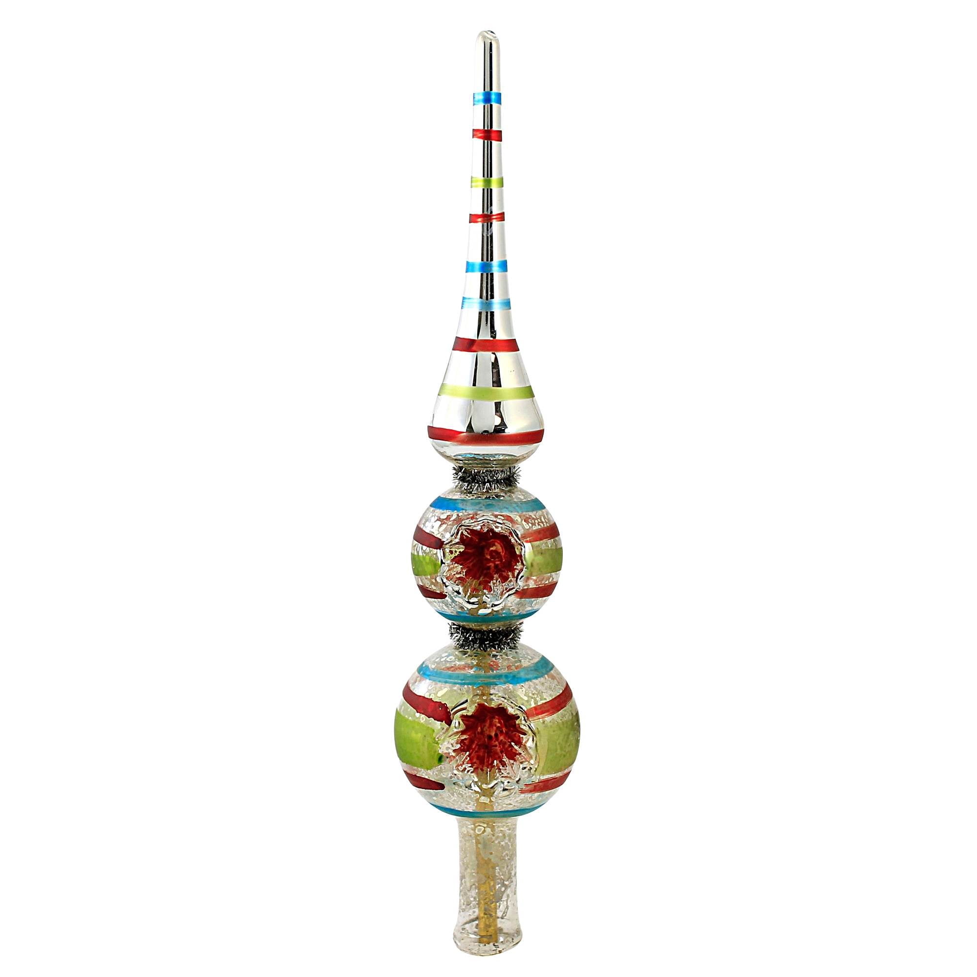Tree Topper Finial Merry Bright Striped Indent Tree Topper Retro ...