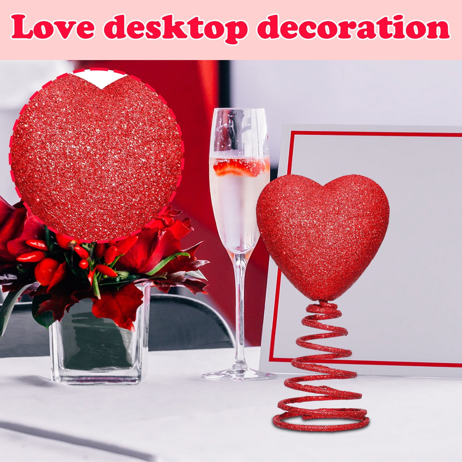 Tree Topper Heart Glitter Heart Ornament Valentine's Day Heart Tree ...