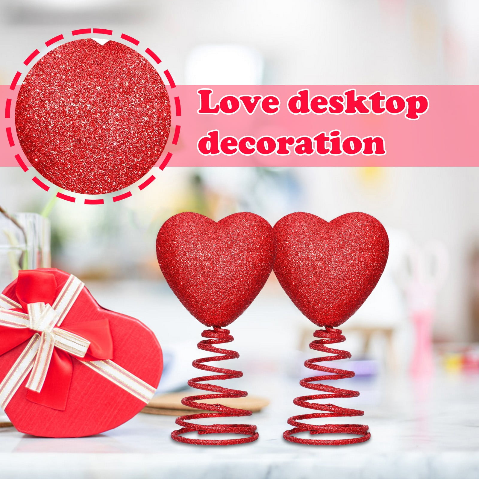 Tree Topper Heart Red Glitter Heart Ornament, Valentine's Day Heart ...