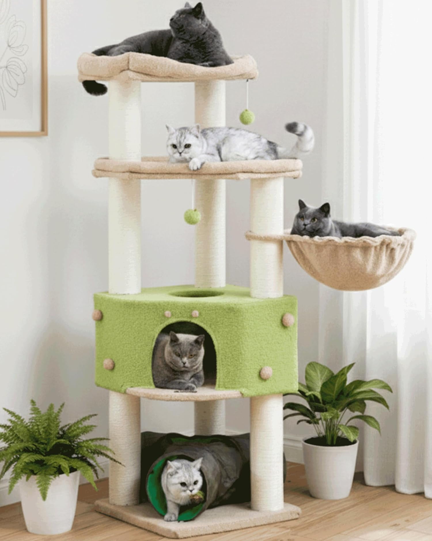 Tree Tower for Indoor Cats Large Adult - Extra Wide (?4.4in) Maine Coon ...